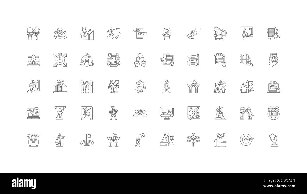 Goals ideas, linear icons, line signs set, vector collection Stock ...