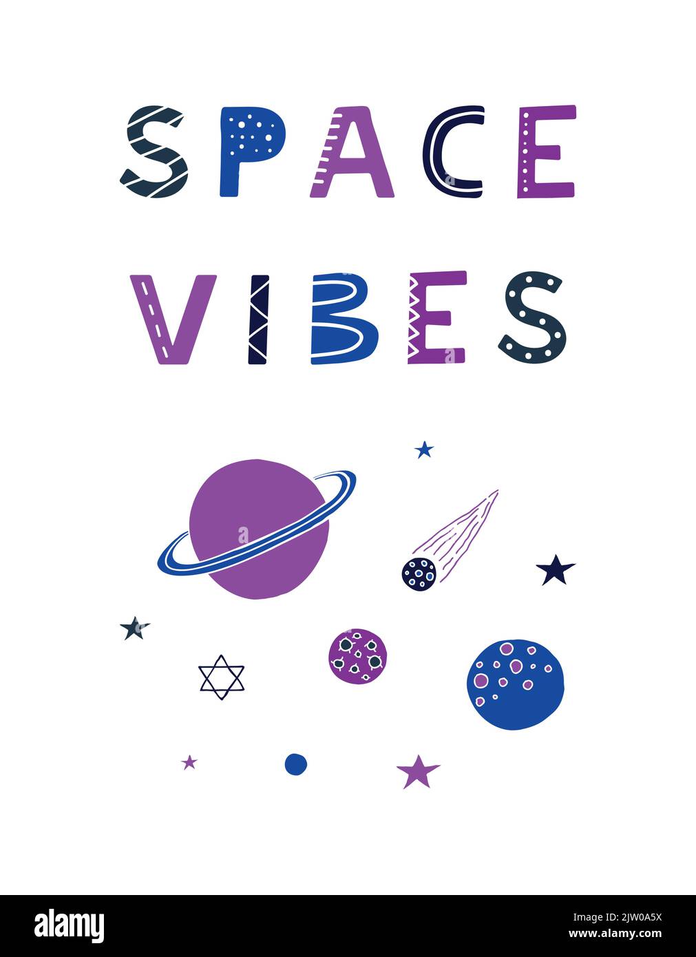 Motivating poster with hand drawn scandinavian lettering space vibes in ...