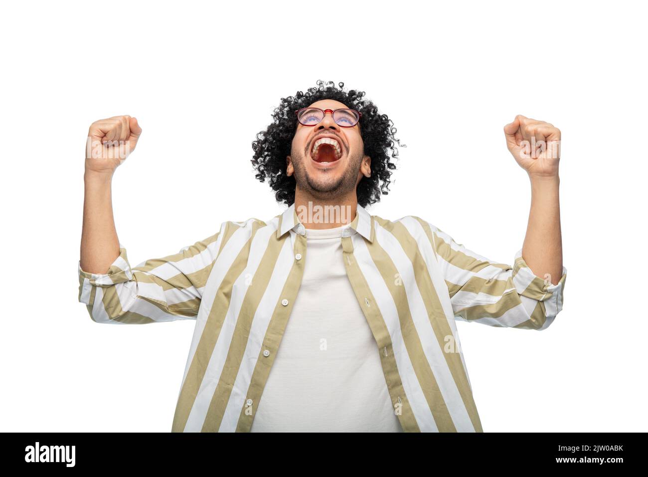 Happy hispanic man celebrating hi-res stock photography and images - Alamy