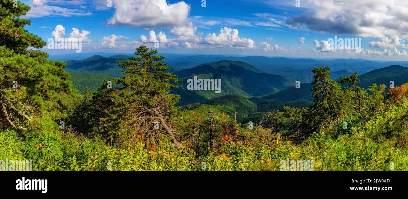 Panorama, scenic breath taking views of the Blue Ridge Mountains as one ...