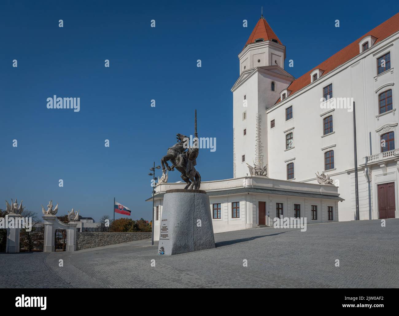 Bratislava Castle Honorary Court with Svatopluk the Great statue and ...