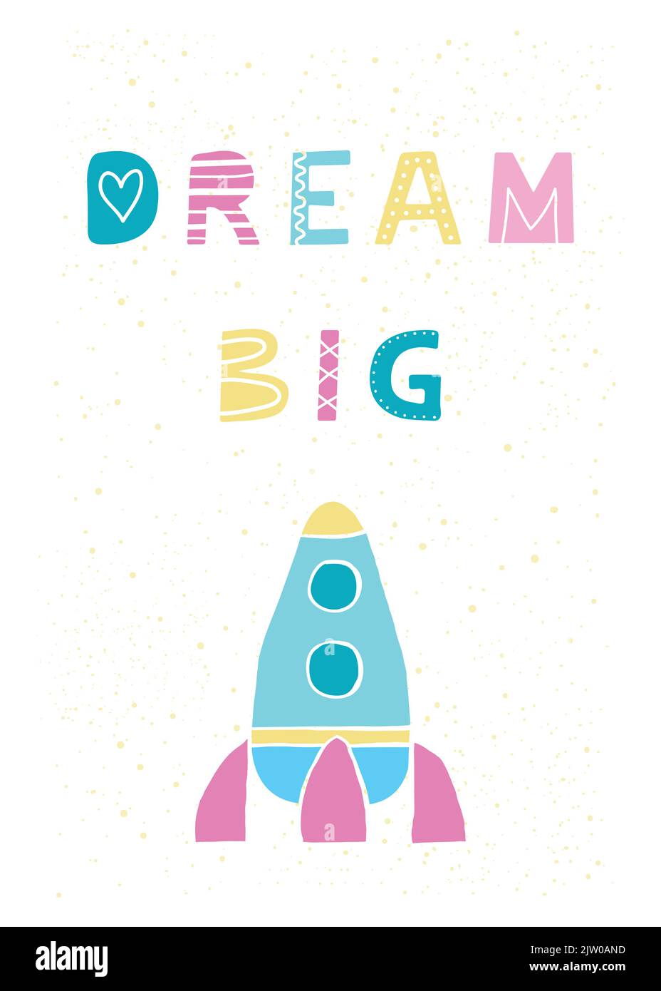Motivating poster with scandinavian lettering dream big and hand drawn ...
