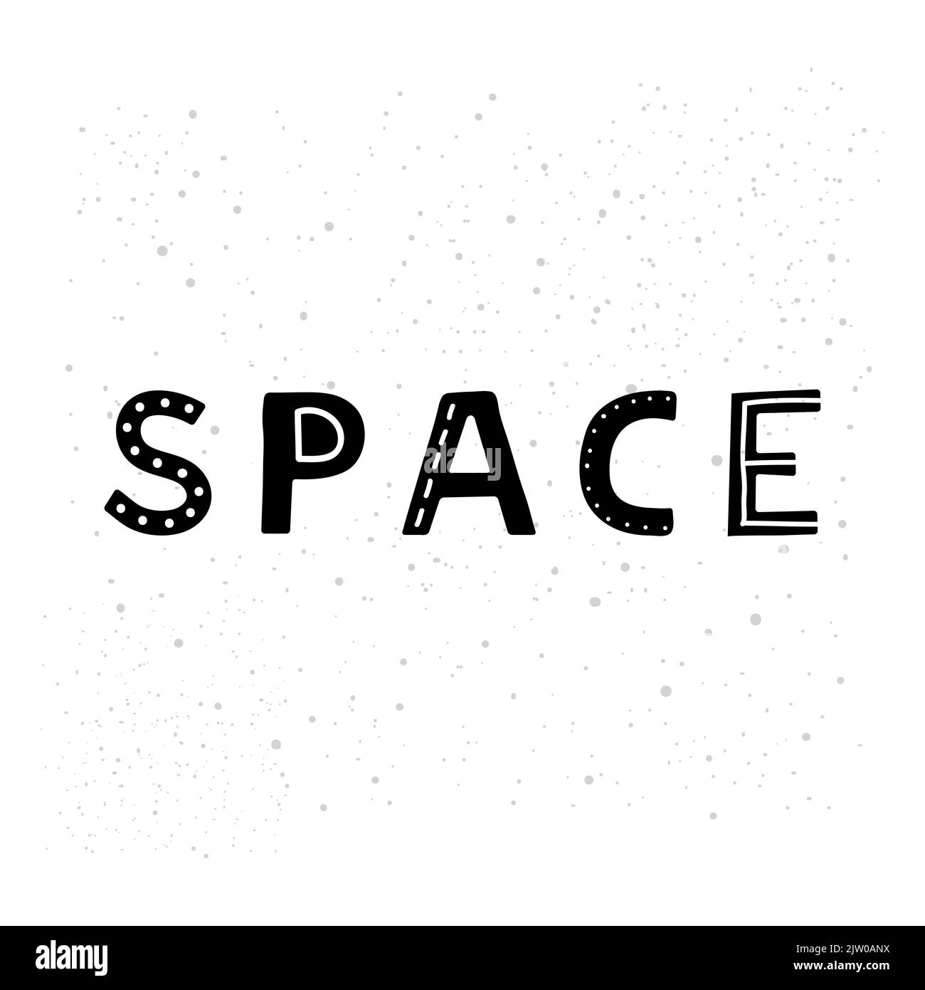 Hand drawn scandinavian lettering space isolated on white background ...
