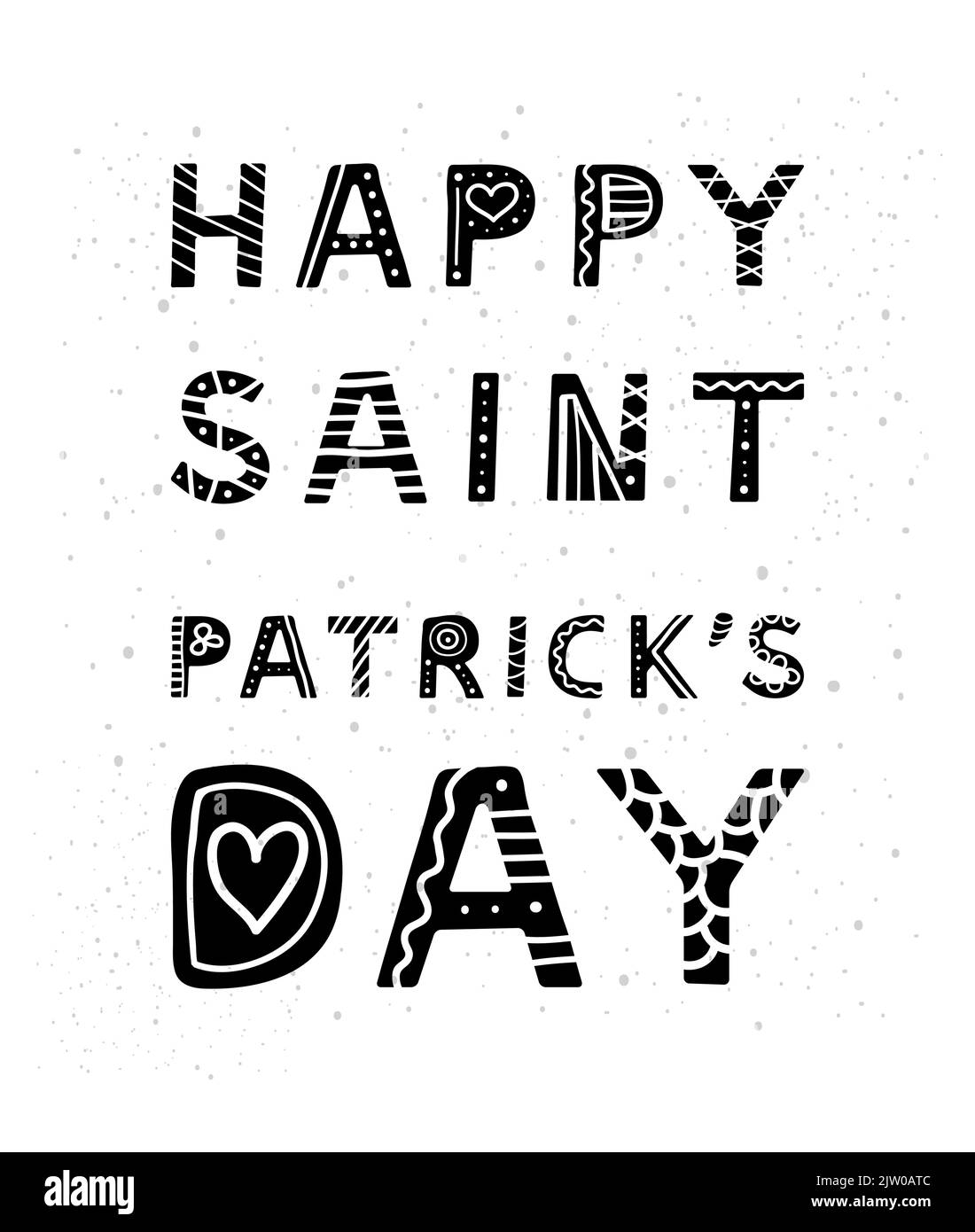 Hand drawn black lettering in scandinavian style for Saint patrick s ...