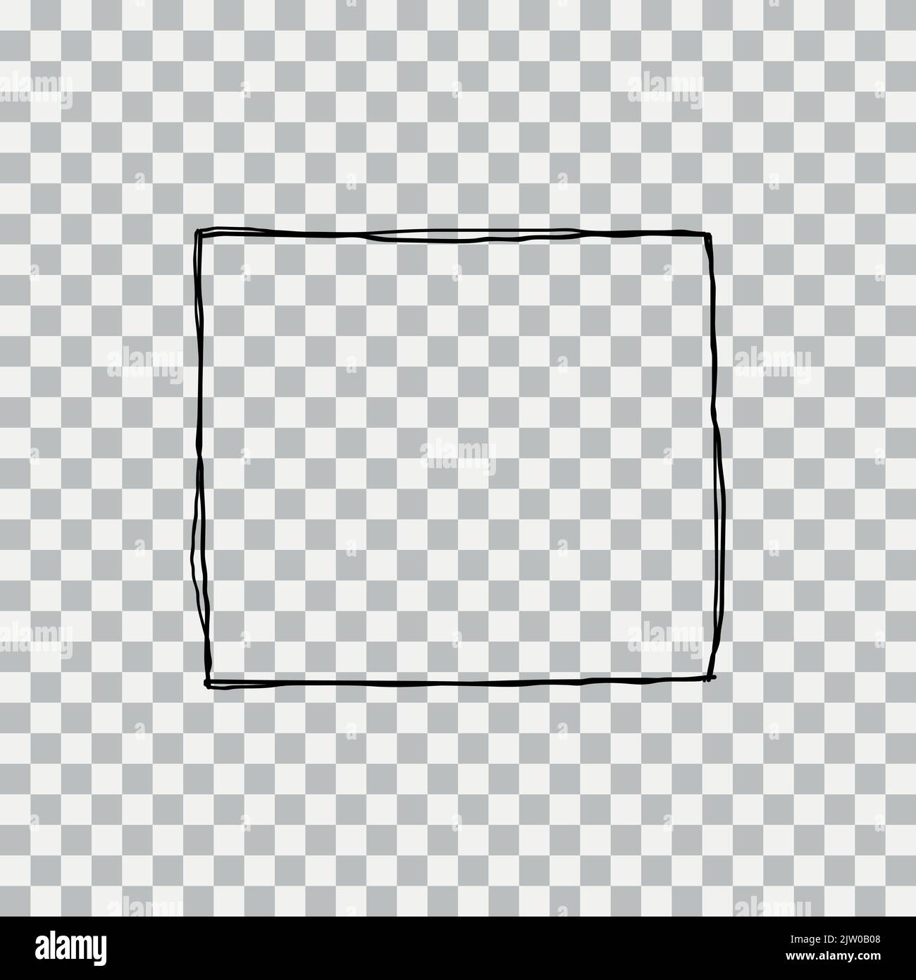 Hand drawn sketched square frame isolated on transparent background ...