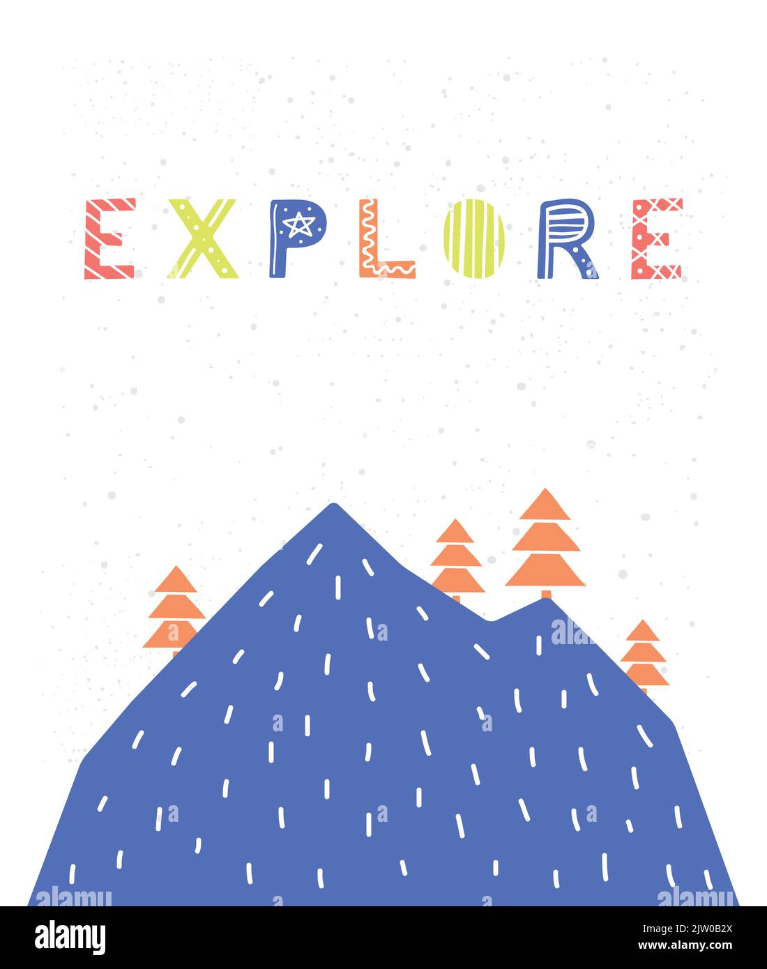 Hand drawn colorful lettering explore in scandinavian style isolated on ...