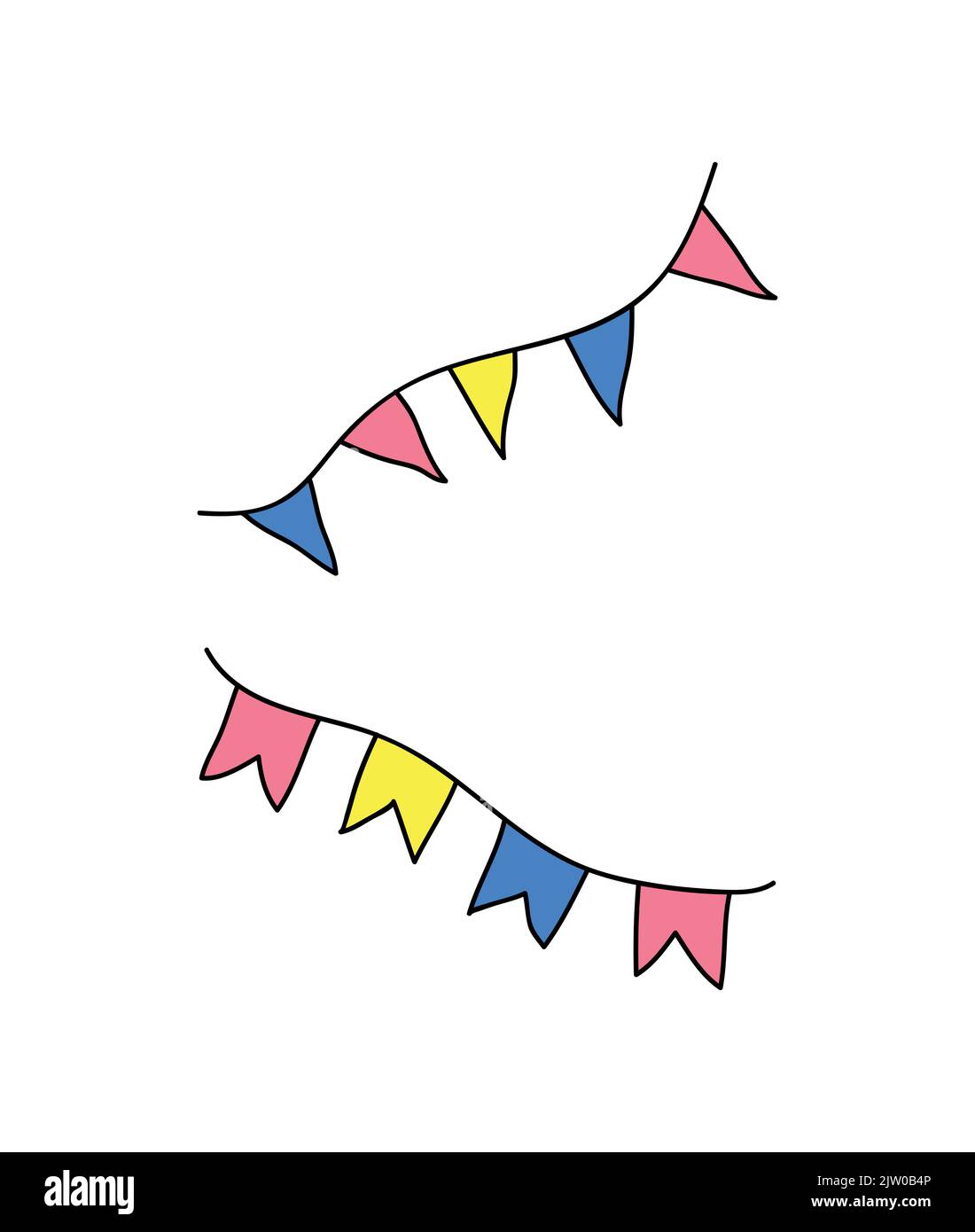 Hand drawn colored bunting flags isolated on white background Stock ...