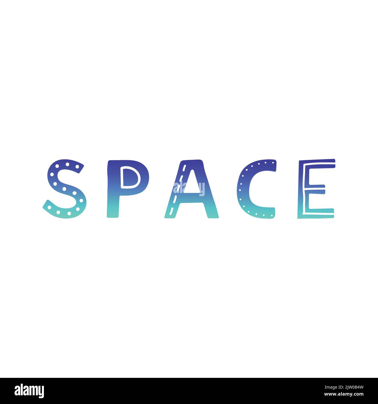 Hand drawn scandinavian lettering space isolated on white background ...