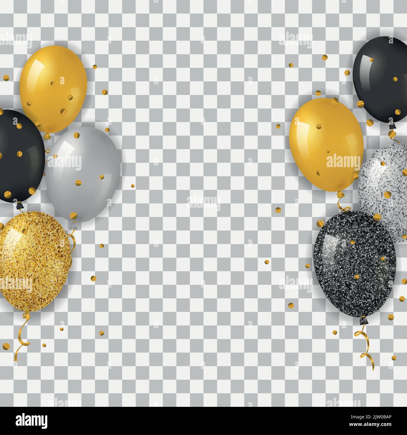 Transparent background with realistic helium balloons and glitter ...
