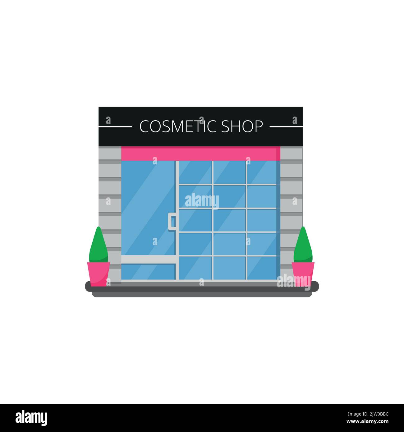 Modern cosmetic shop store in flat style isolated on white background ...