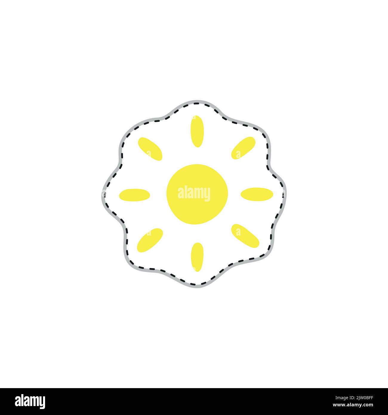 Colorful doodle sticker or patch with sun isolated on white background ...
