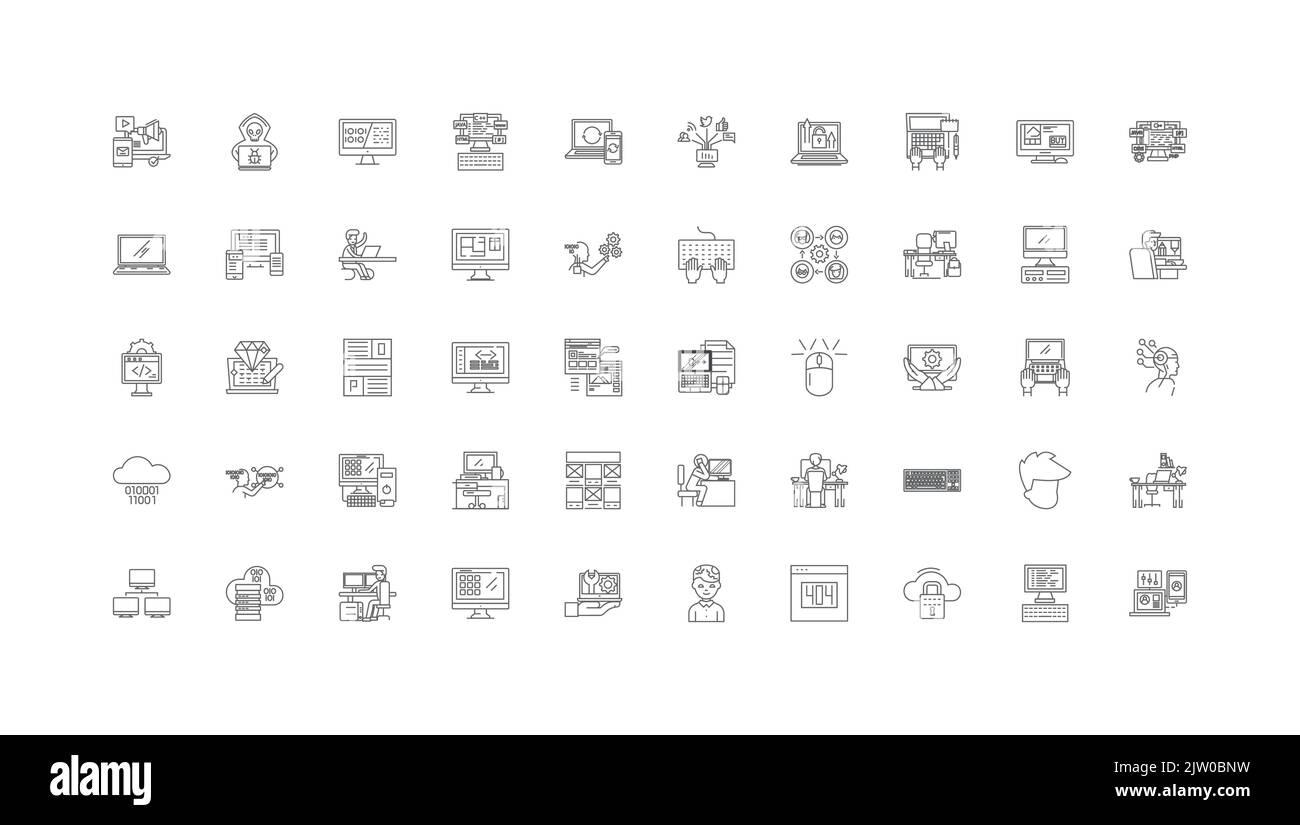Web programming ideas, linear icons, line signs set, vector collection ...