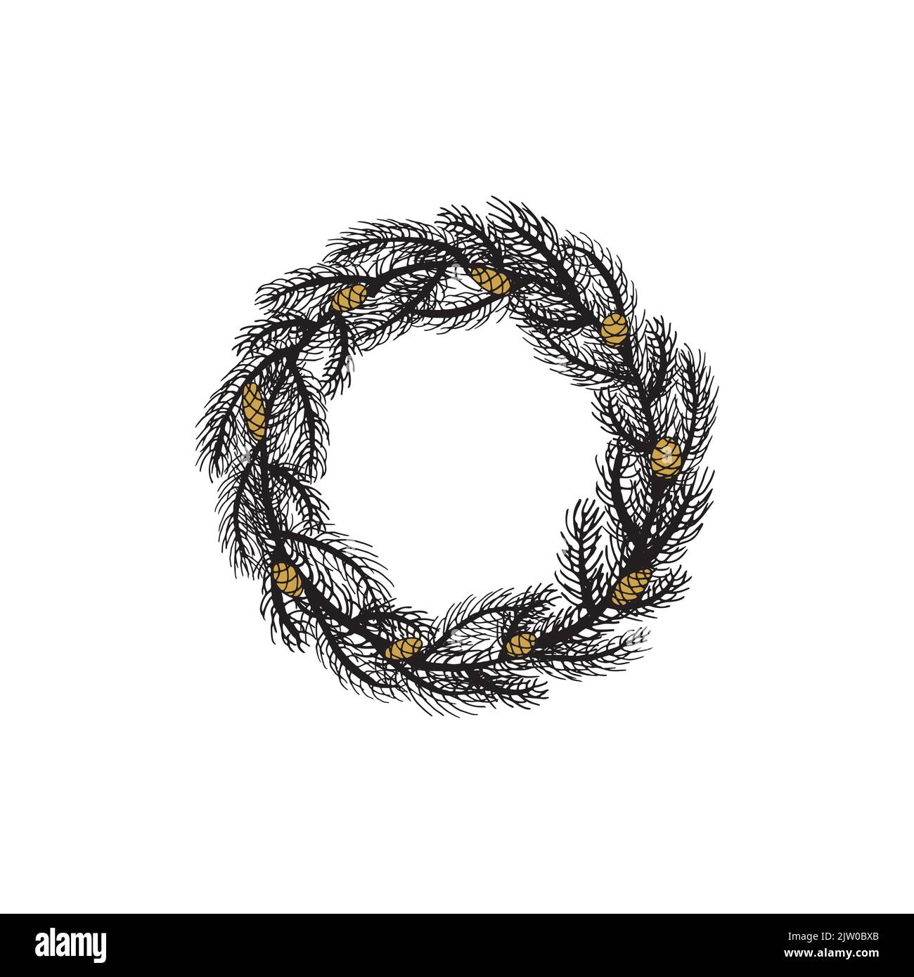Round wreath black branches Stock Vector Images - Alamy