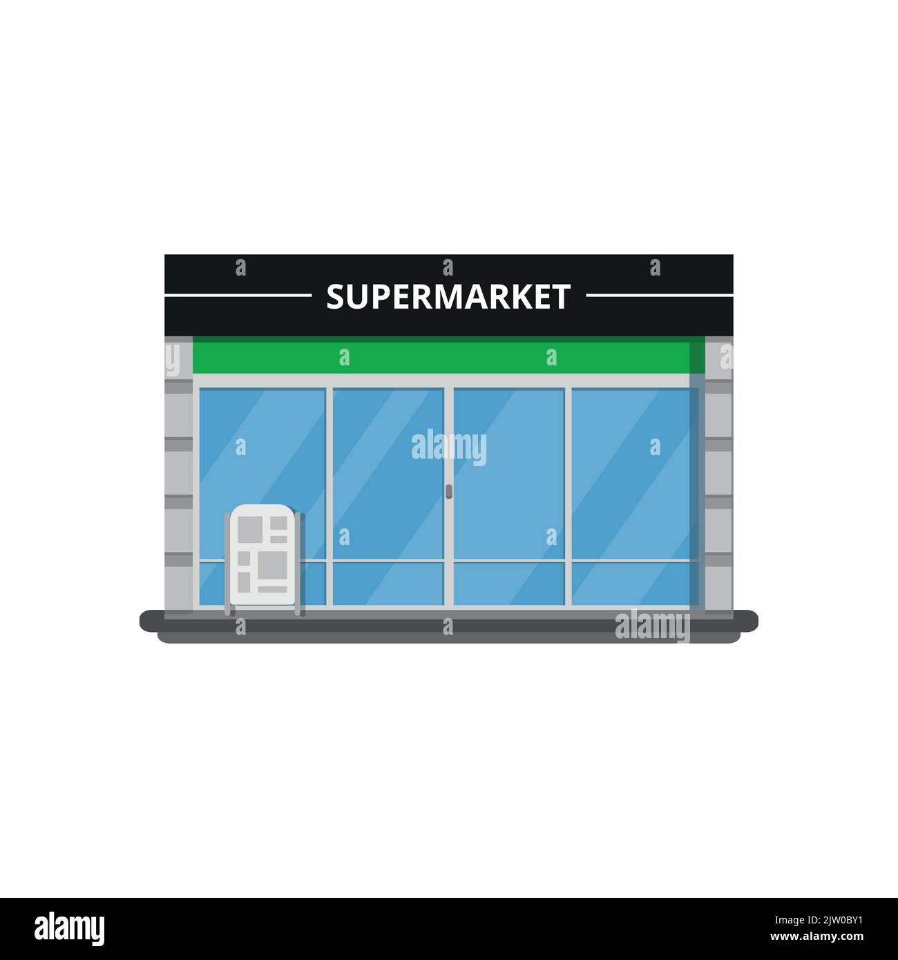 Modern supermarket store in flat style isolated on white background ...