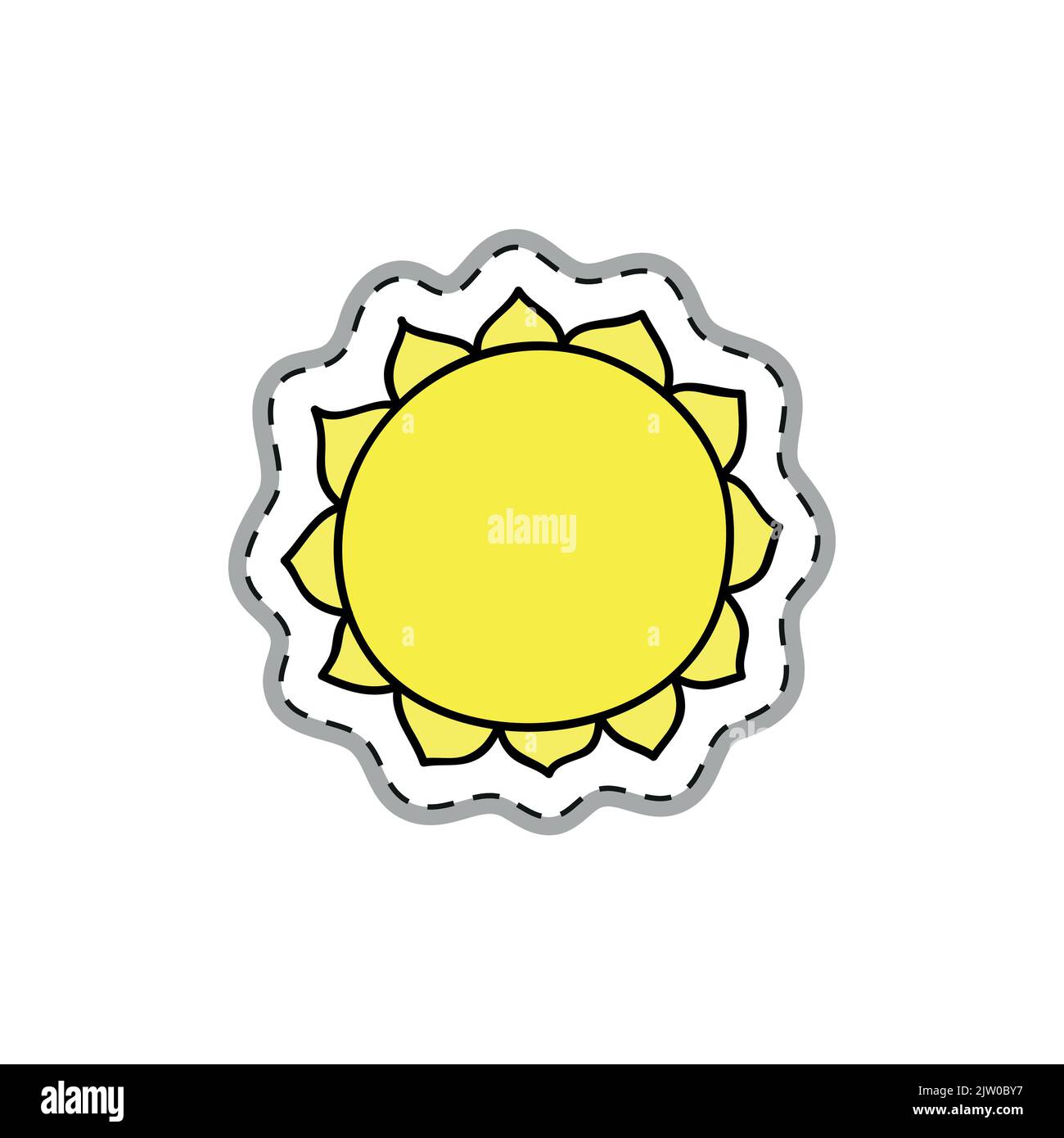 Colorful doodle sticker or patch with sun isolated on white background ...
