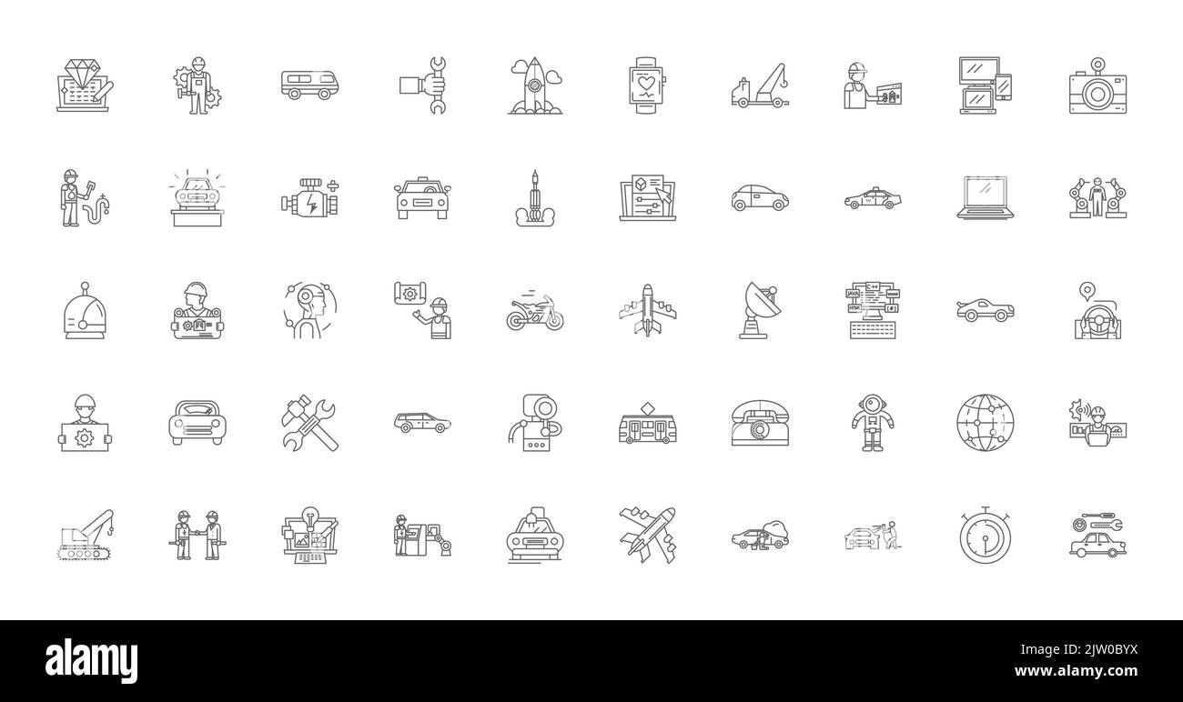 Automation Concept Illustration Linear Icons Line Signs Set Vector Collection Stock Vector