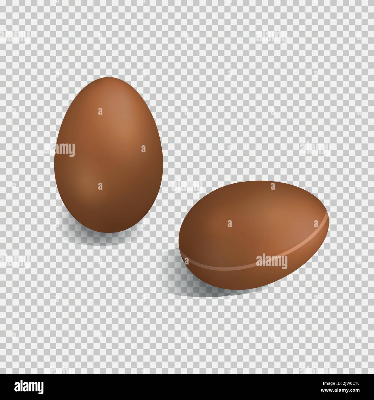 Realistic chocolate eggs with shadows isolated on transparent ...