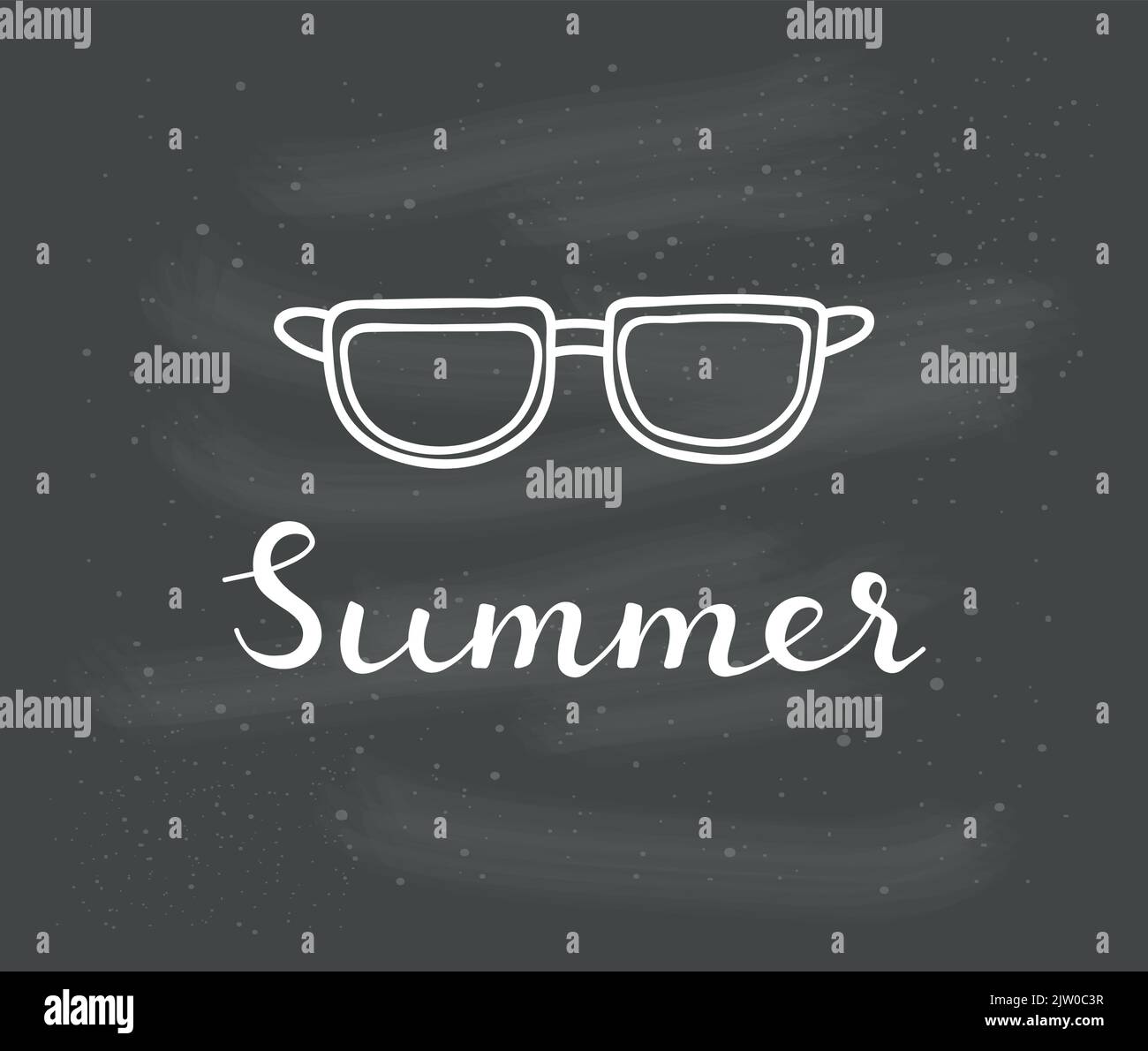 Hand written modern lettering summer with doodle outline sunglasses ...