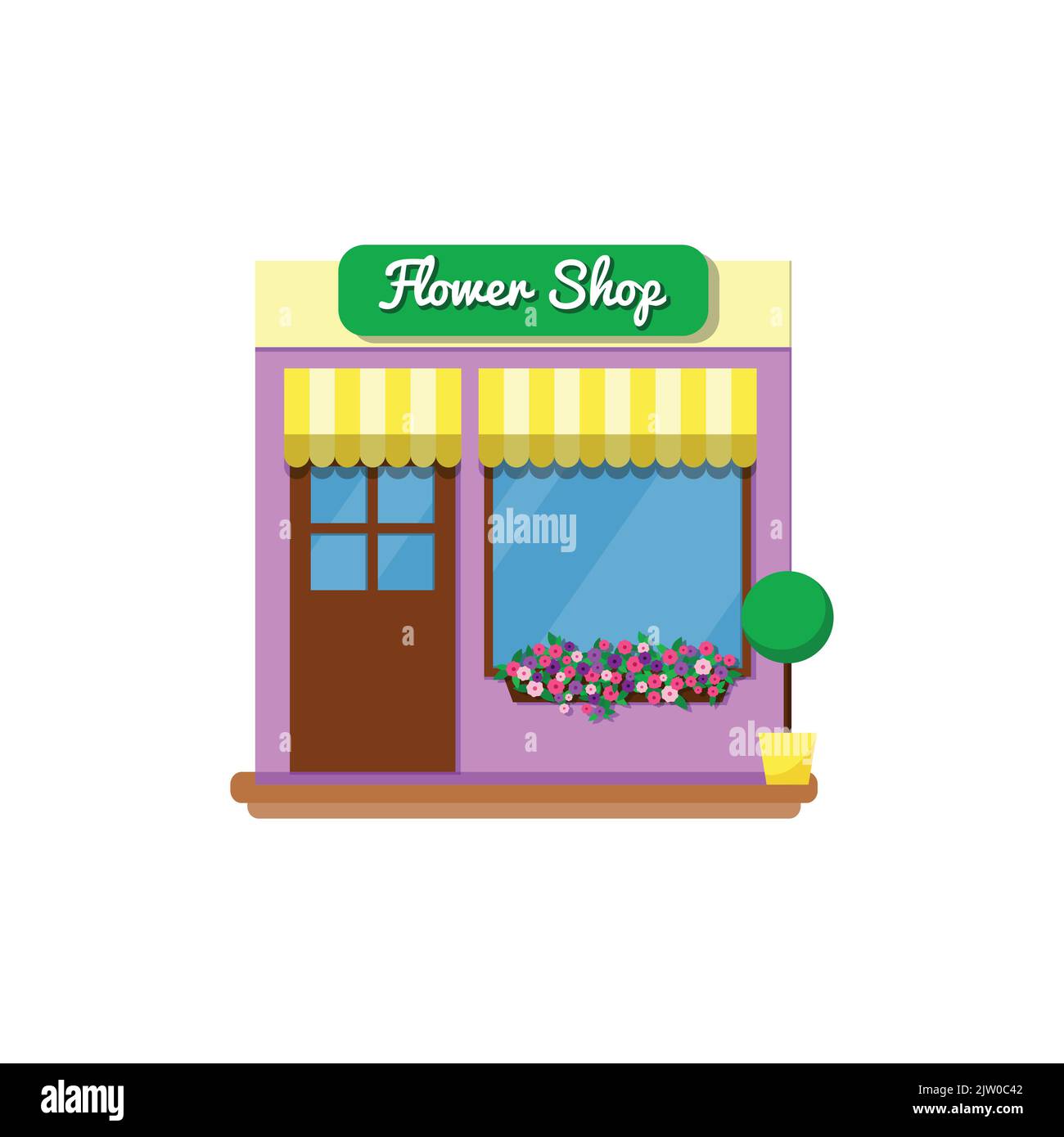 Small flower shop store in flat style isolated on white background ...