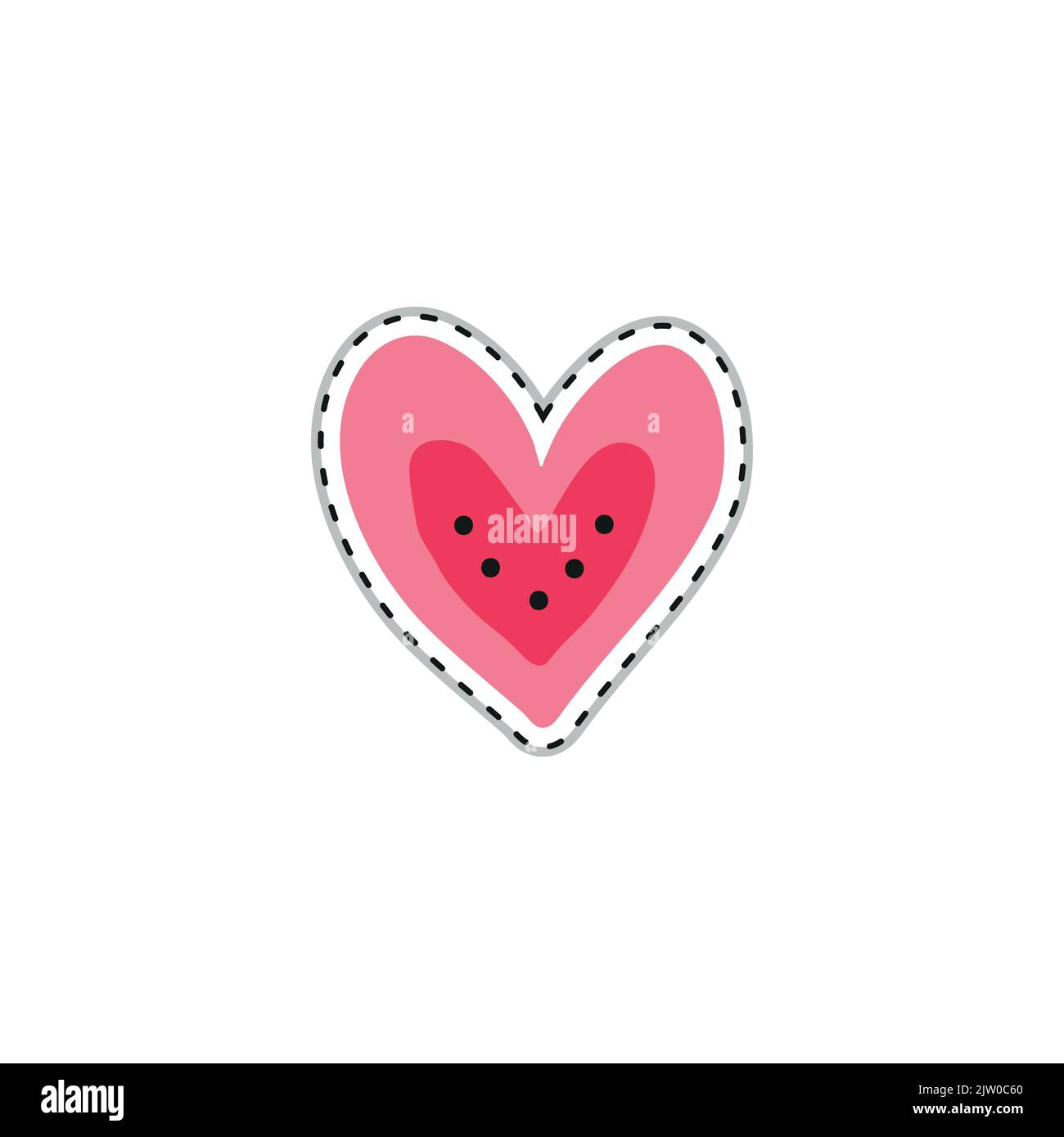 Colorful doodle sticker or patch with heart isolated on white ...