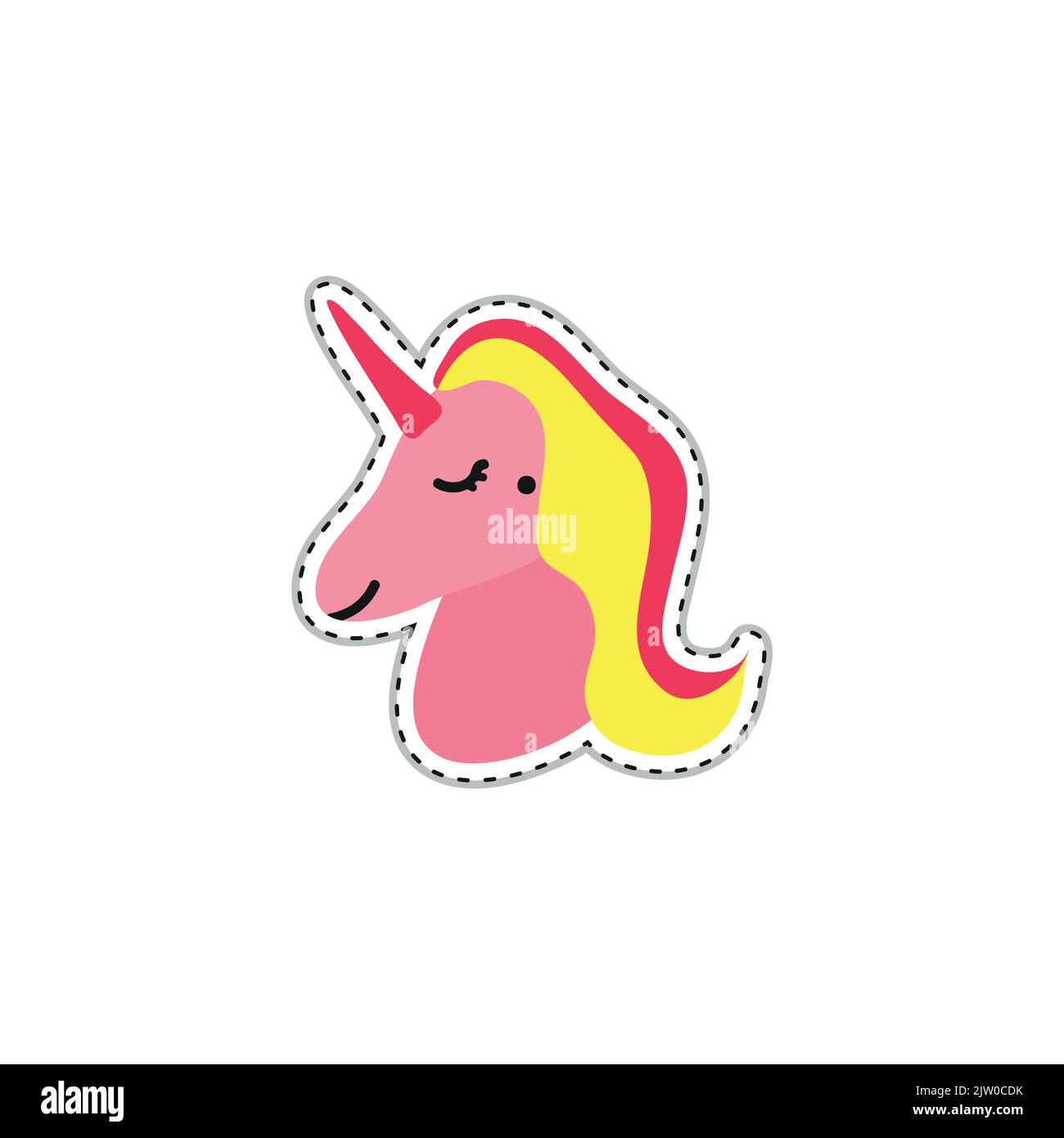 Colorful doodle sticker or patch with unicorn isolated on white ...
