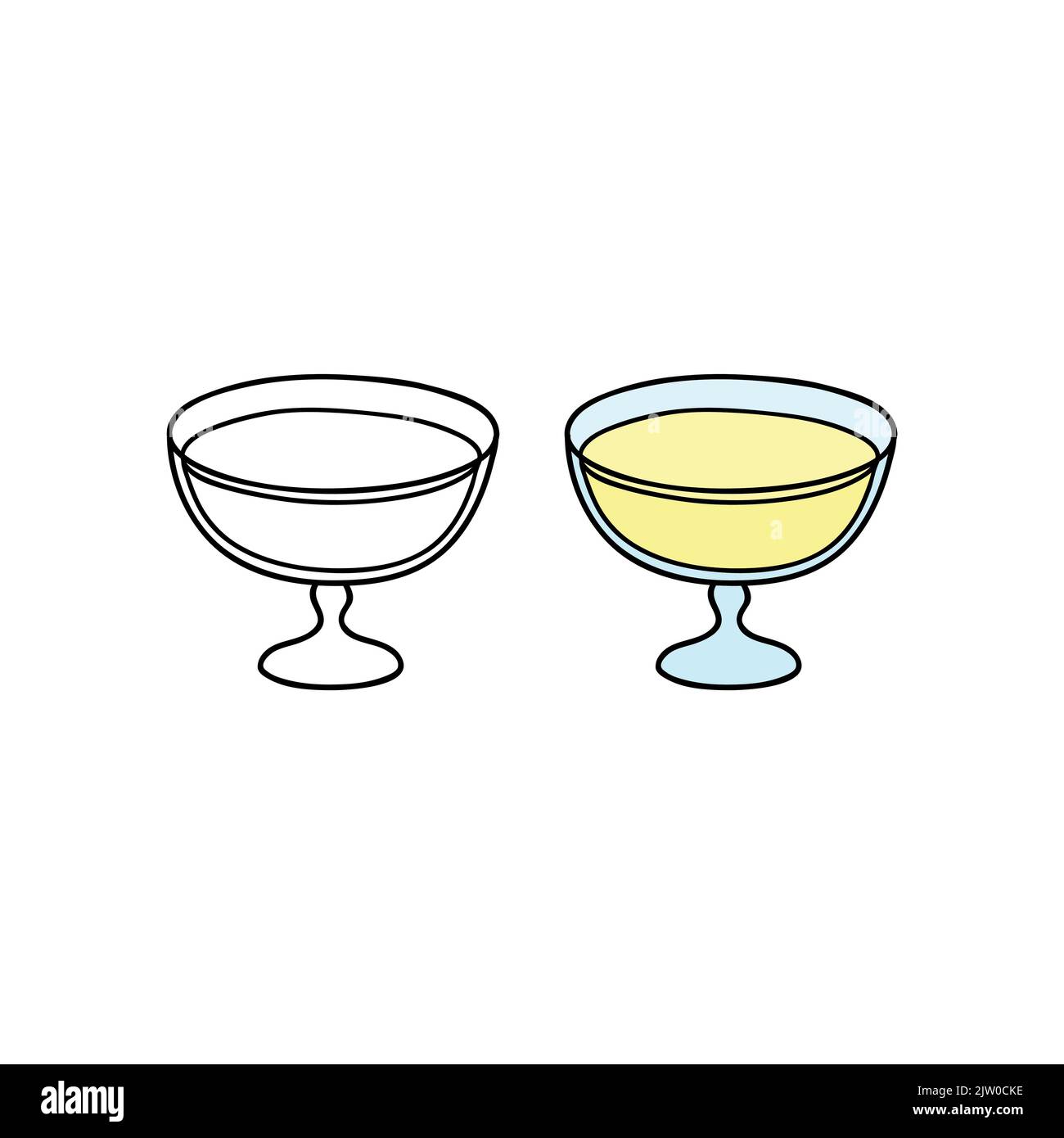 Hand drawn colored and outline vanilla pudding isolated on white ...