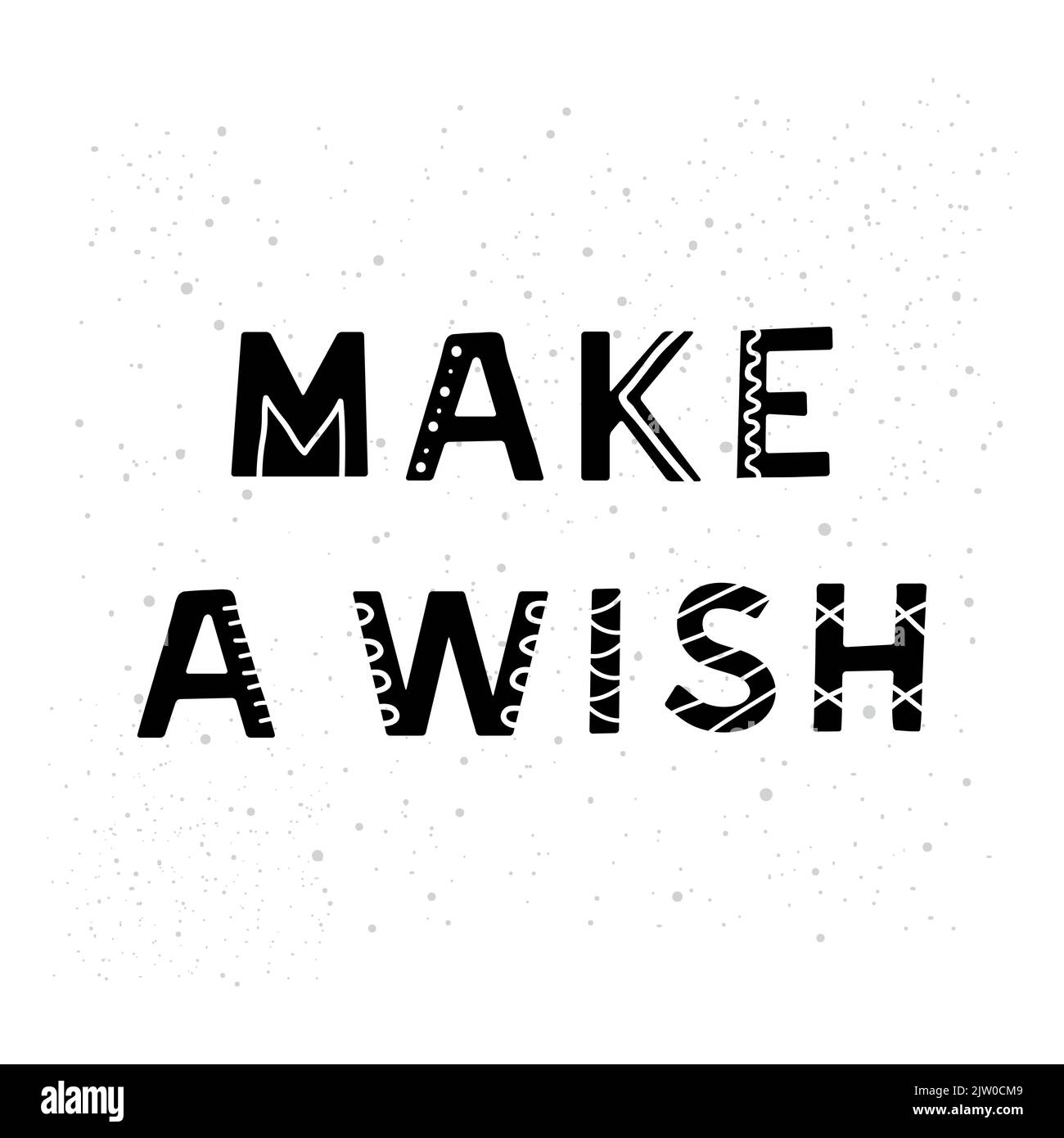 Hand drawn black scandinavian lettering make a wish isolated on white background Stock Vector ...