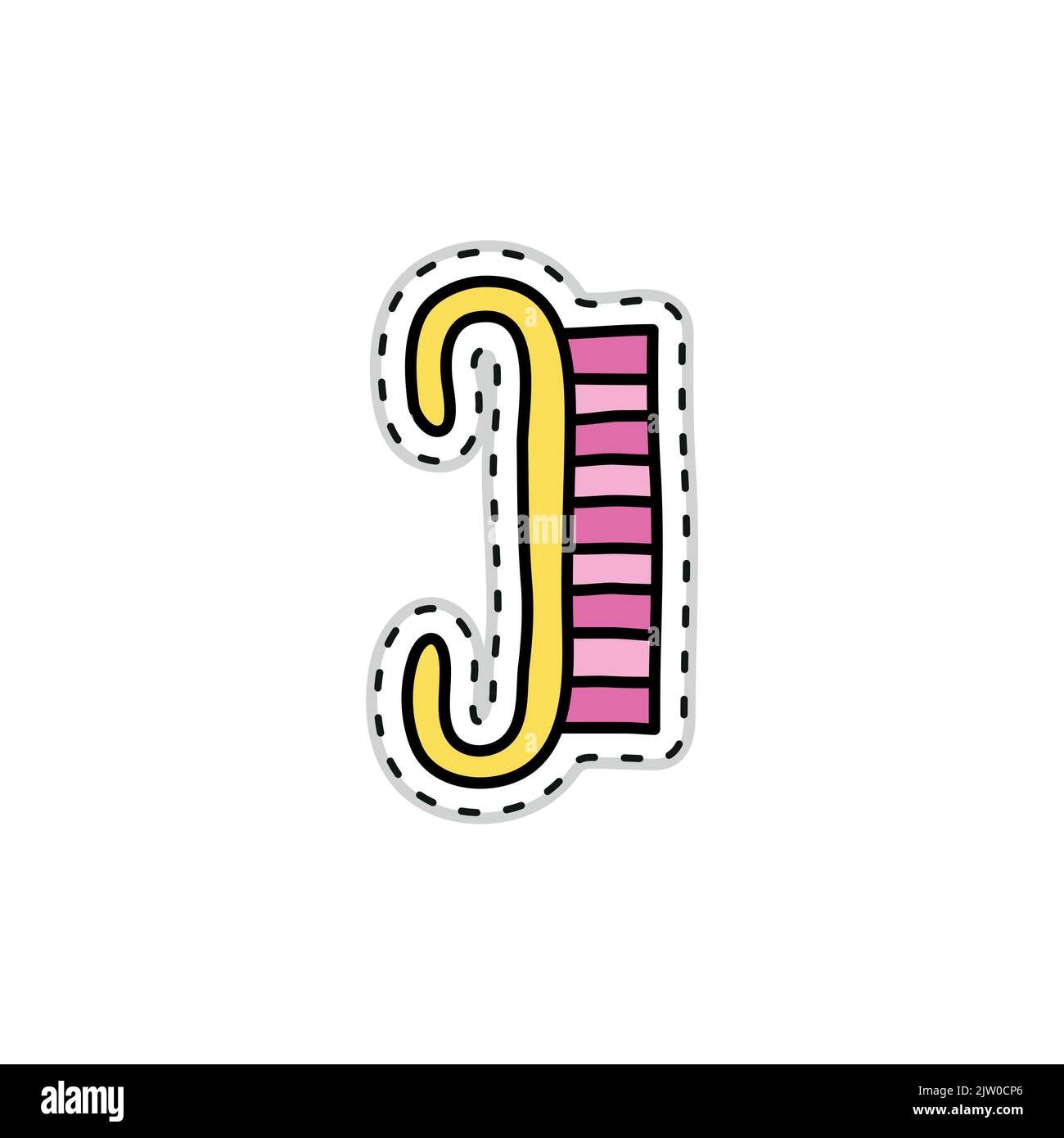 Cute doodle sticker with hygiene hand brush isolated on white ...