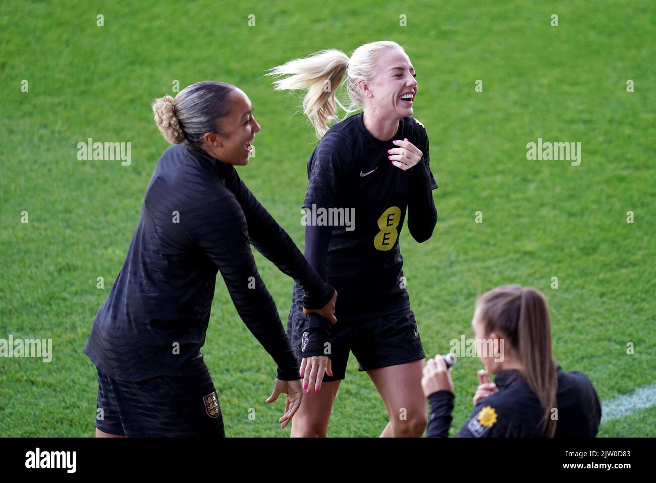 England's Alex Greenwood, (right) and Lauren James, (left) during a ...