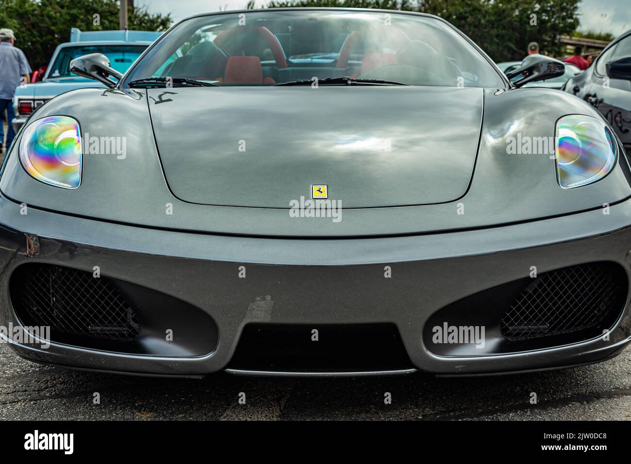 Tybee Island, GA - October 14, 2017: Front view of a 2006 Ferrari F430 ...