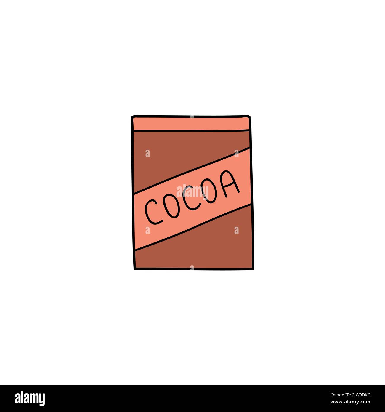 Doodle colored cocoa instant drink in box isolated on white background ...