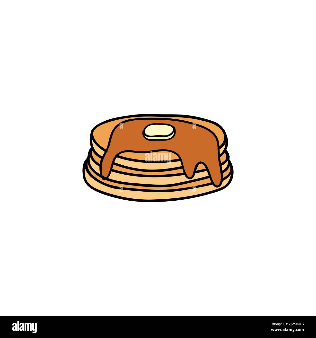 Hand drawn colored American pancakes isolated on white background Stock ...