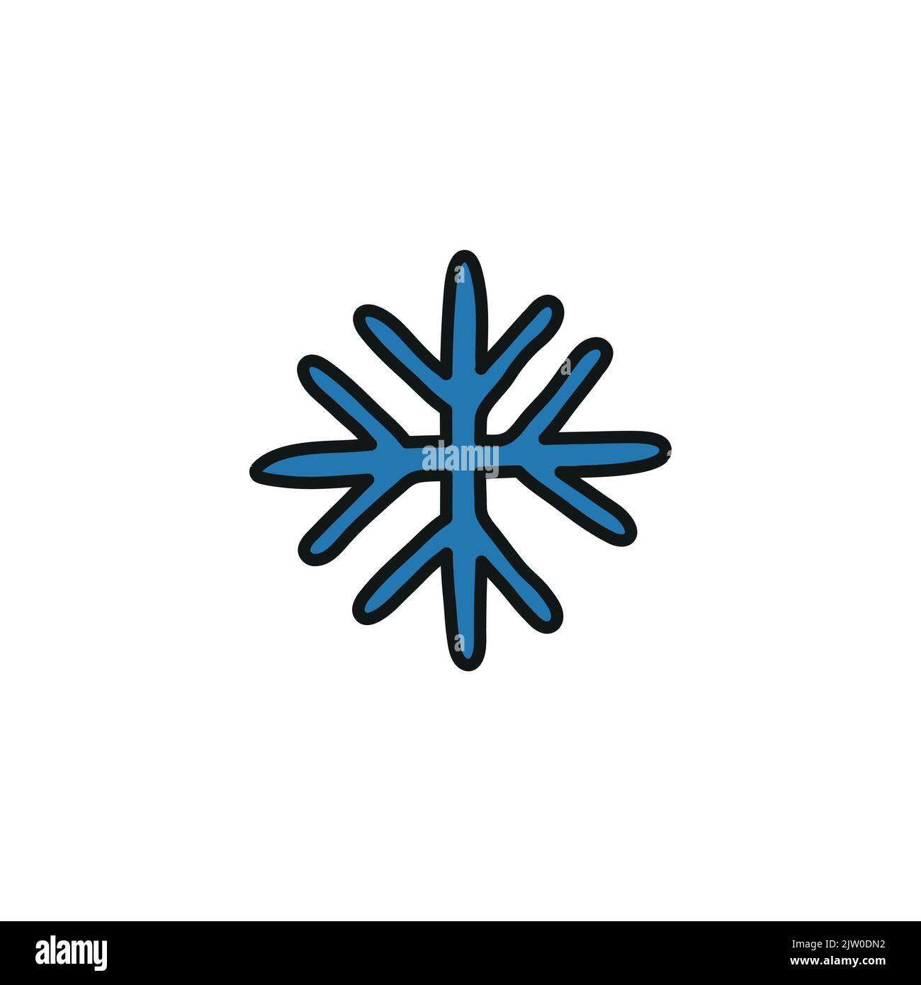 Doodle simple blue snowflake isolated on white background Stock Vector ...