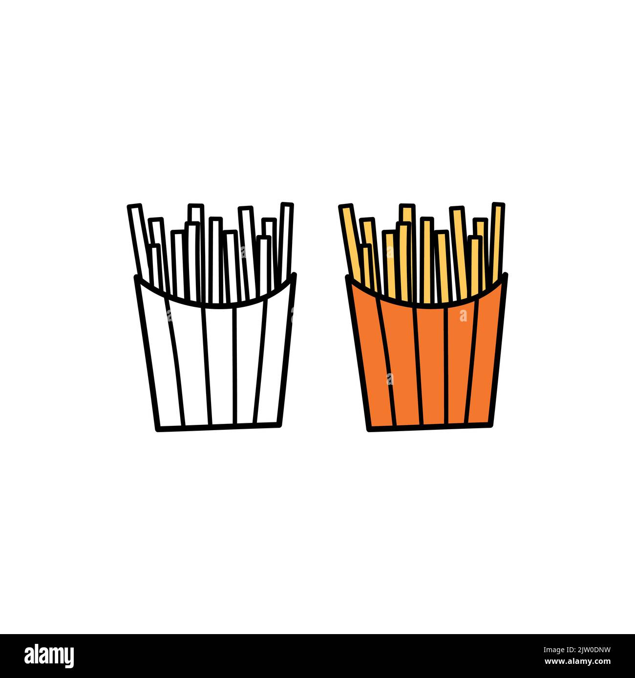 Doodle colored french fries isolated on white background Stock Vector ...