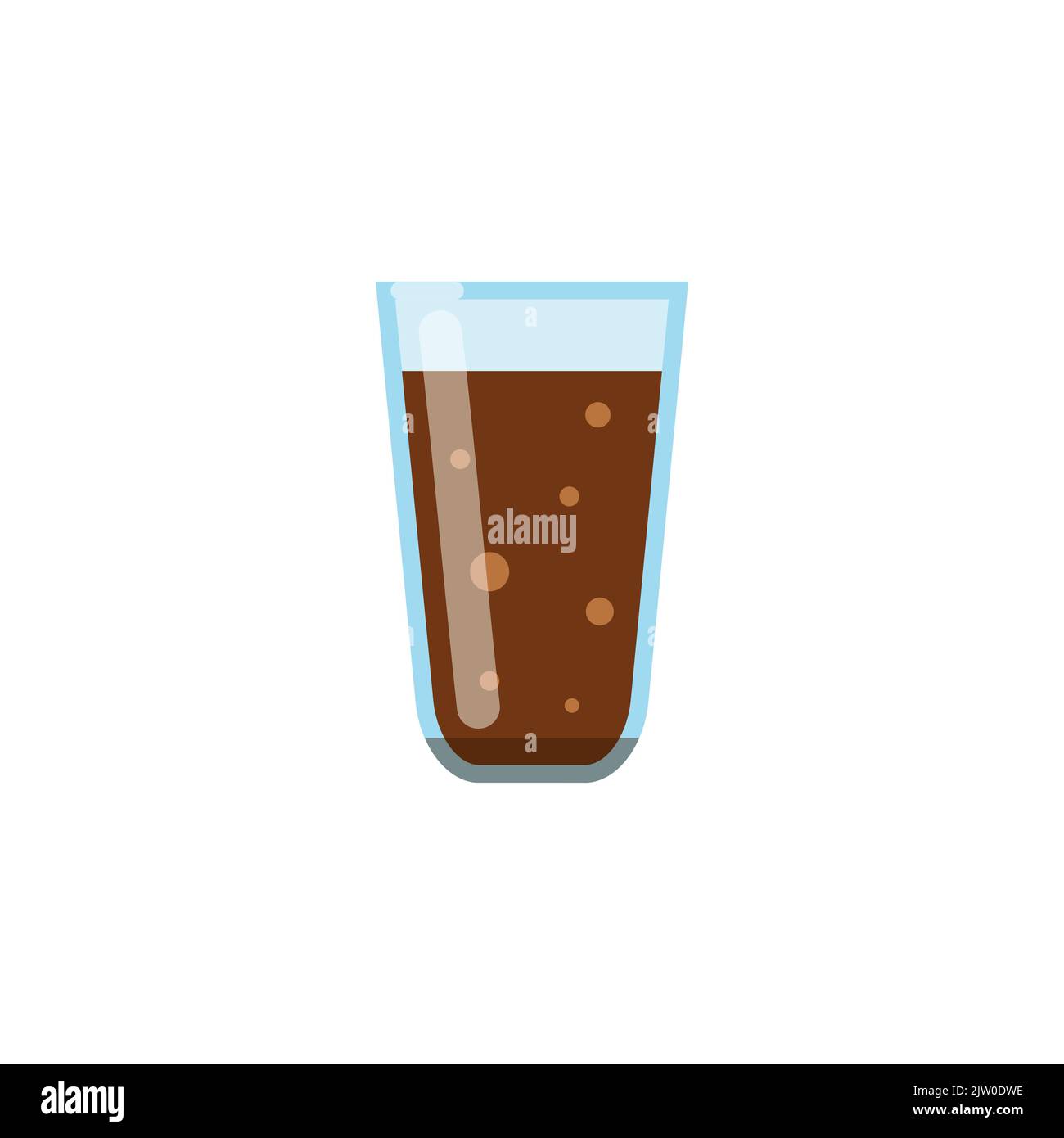 Colorful flat cola lemonade in glass isolated on white background Stock ...