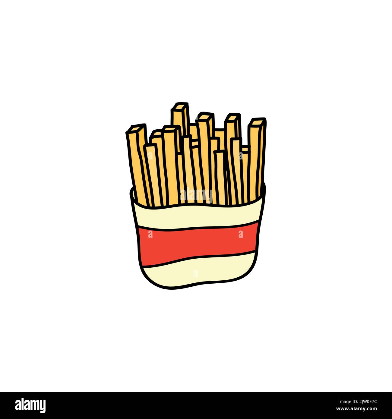 Hand drawn colored french fries isolated on white background Stock ...