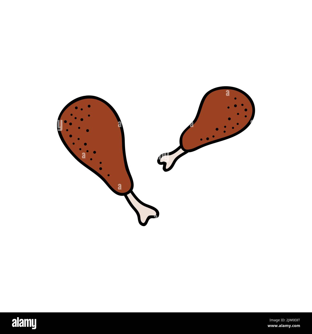 Hand drawn colored grilled chicken legs isolated on white background ...