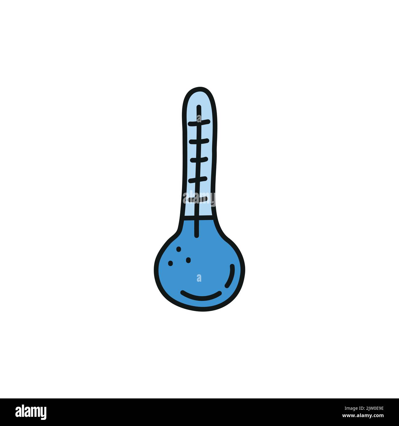 Doodle colored thermometer with cold temperature isolated on white ...