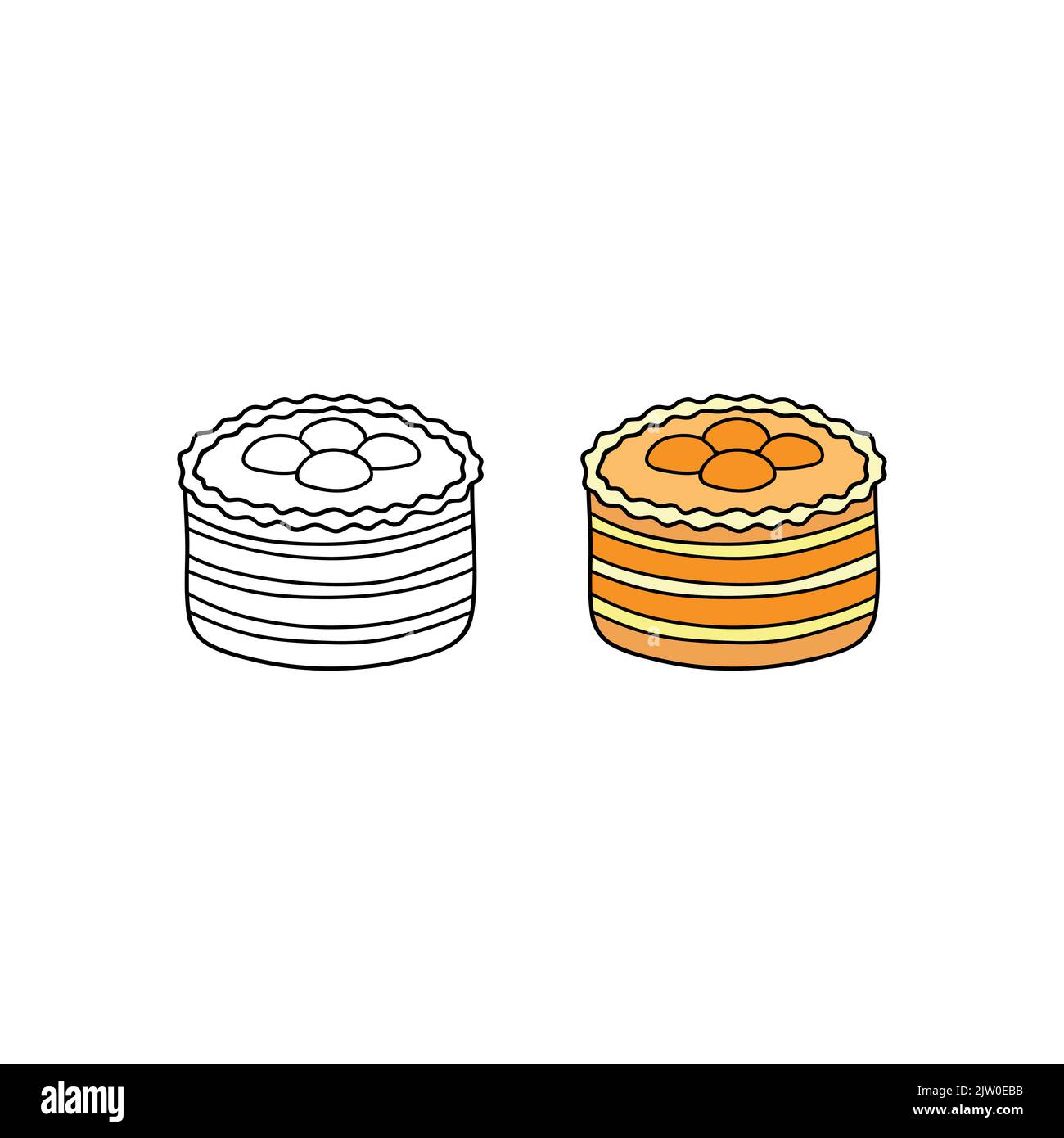 Hand drawn colored and outline creamy biscuit cake isolated on white background Stock Vector ...