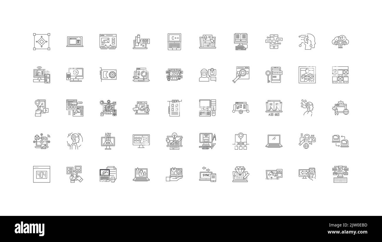 Software ideas, linear icons, line signs set, vector collection Stock ...