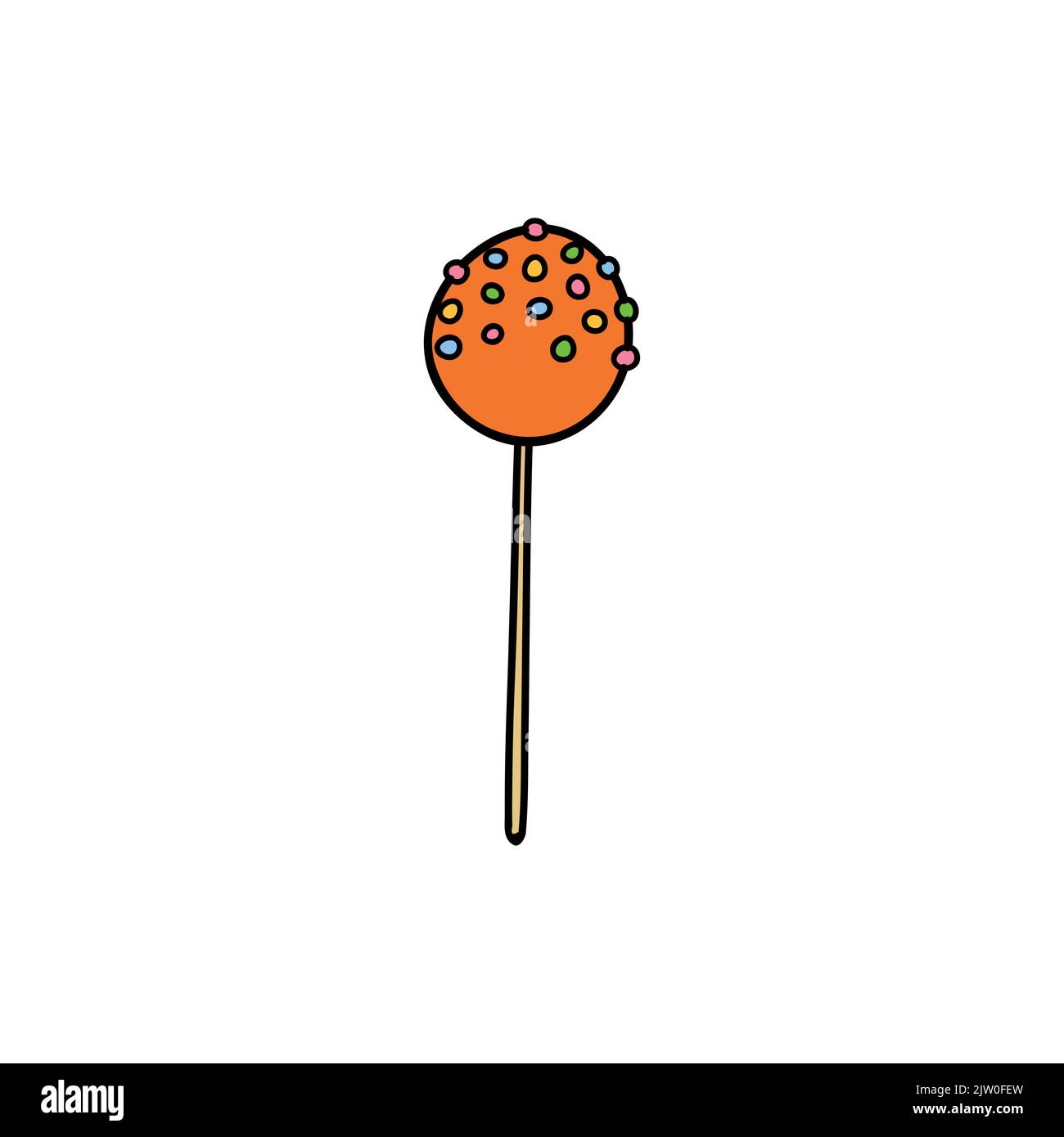Hand drawn colored cake pop on stick isolated on white background Stock ...