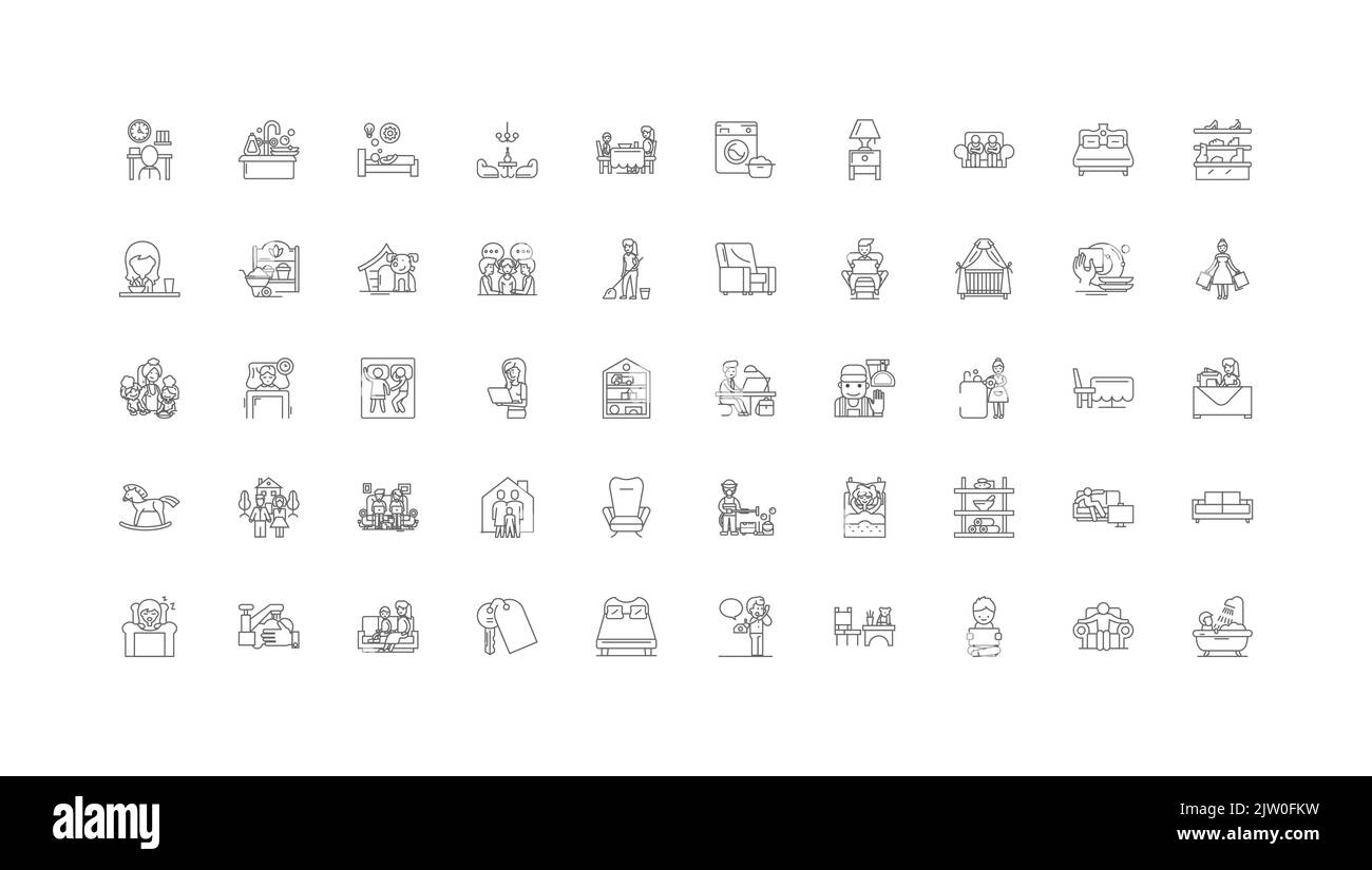 Living At Home Ideas Linear Icons Line Signs Set Vector Collection Stock Vector Image And Art