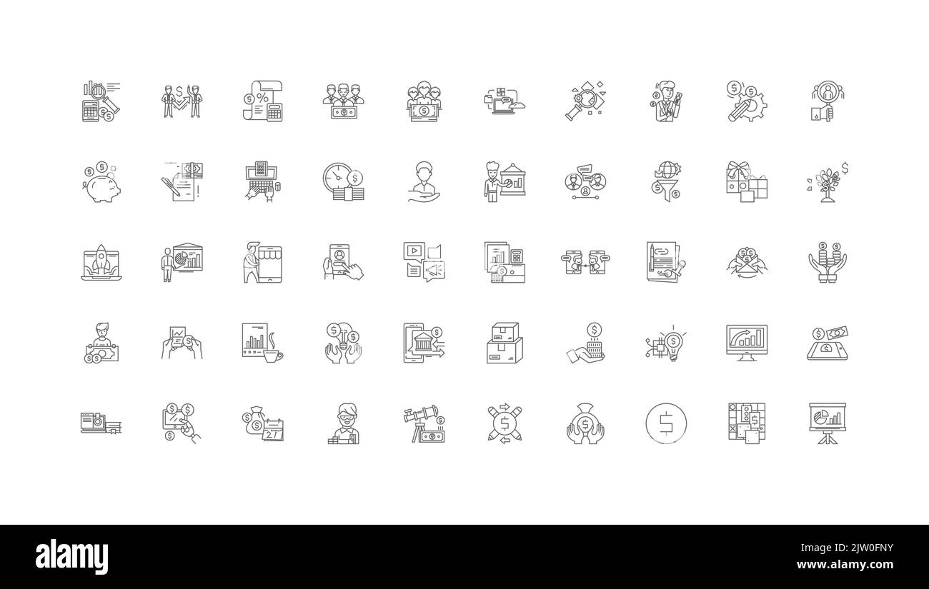 Small business concept illustration, linear icons, line signs set ...