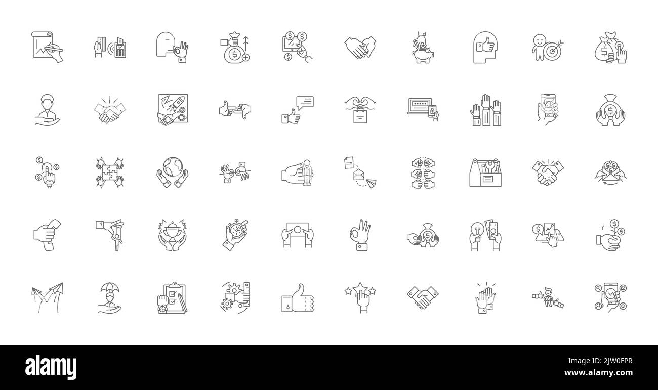 Actions ideas, linear icons, line signs set, vector collection Stock ...