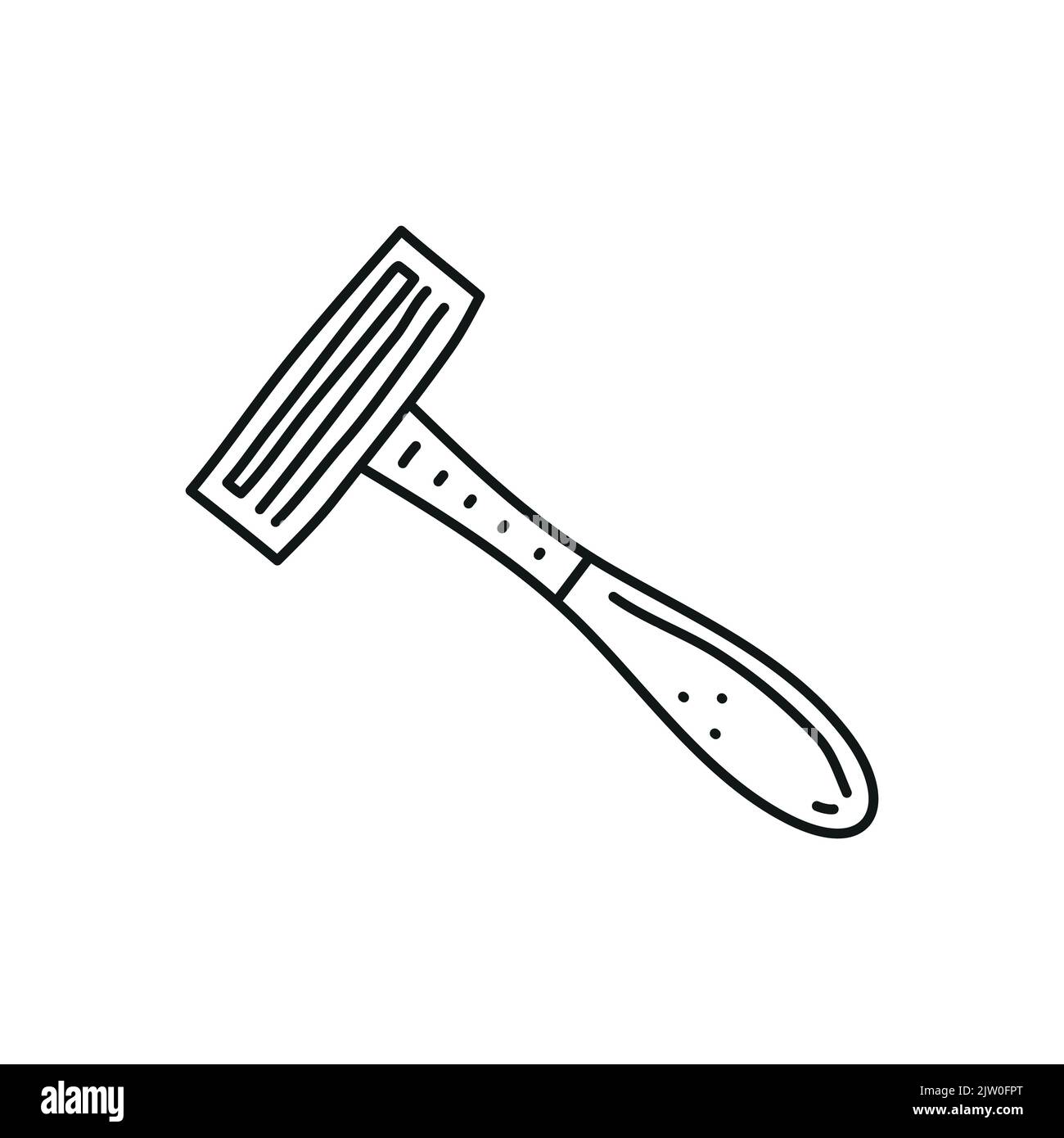 Doodle outline shaving razor icon isolated on white background Stock ...