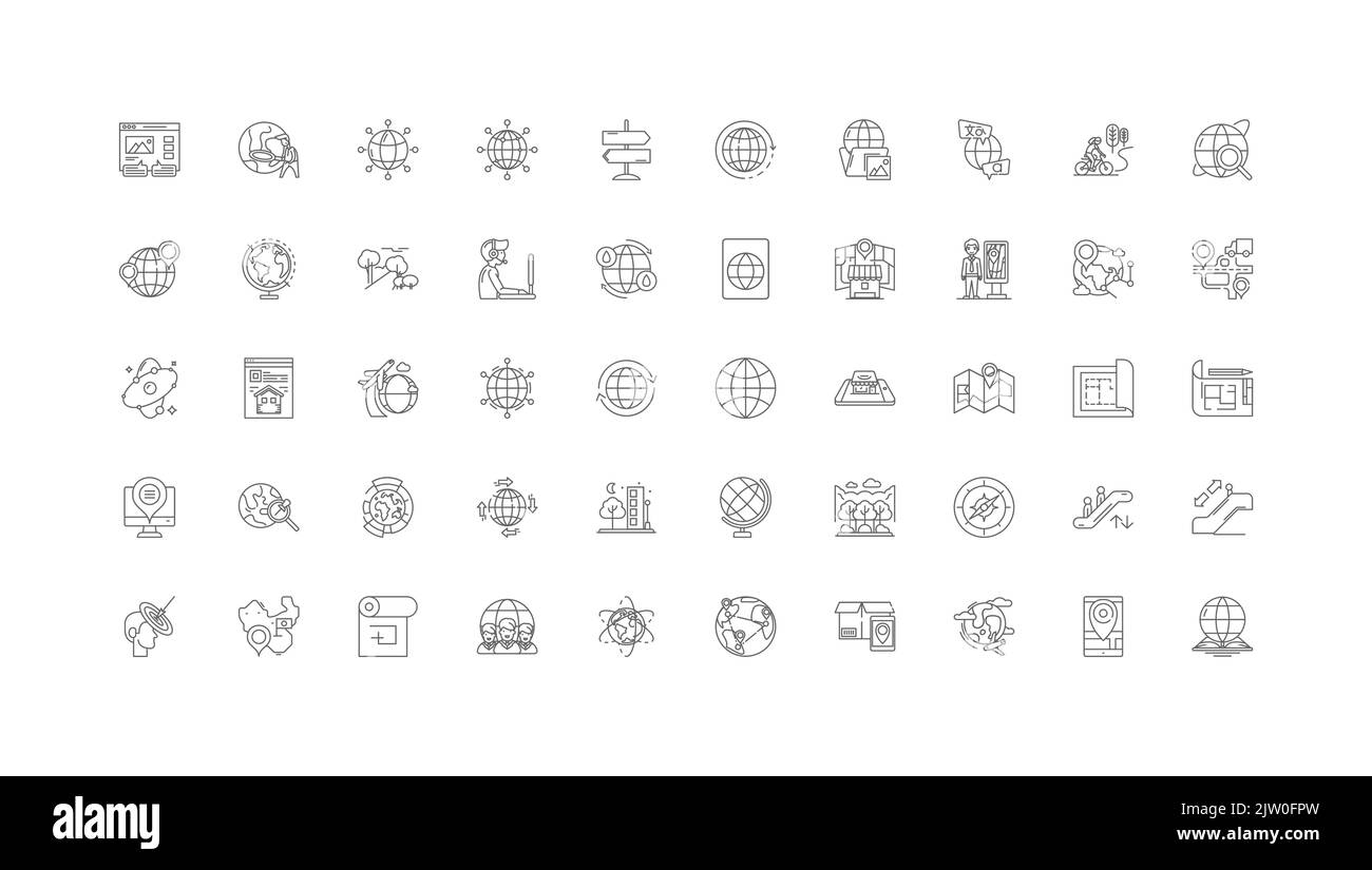 Maps And Locations Ideas Linear Icons Line Signs Set Vector Collection Stock Vector Image