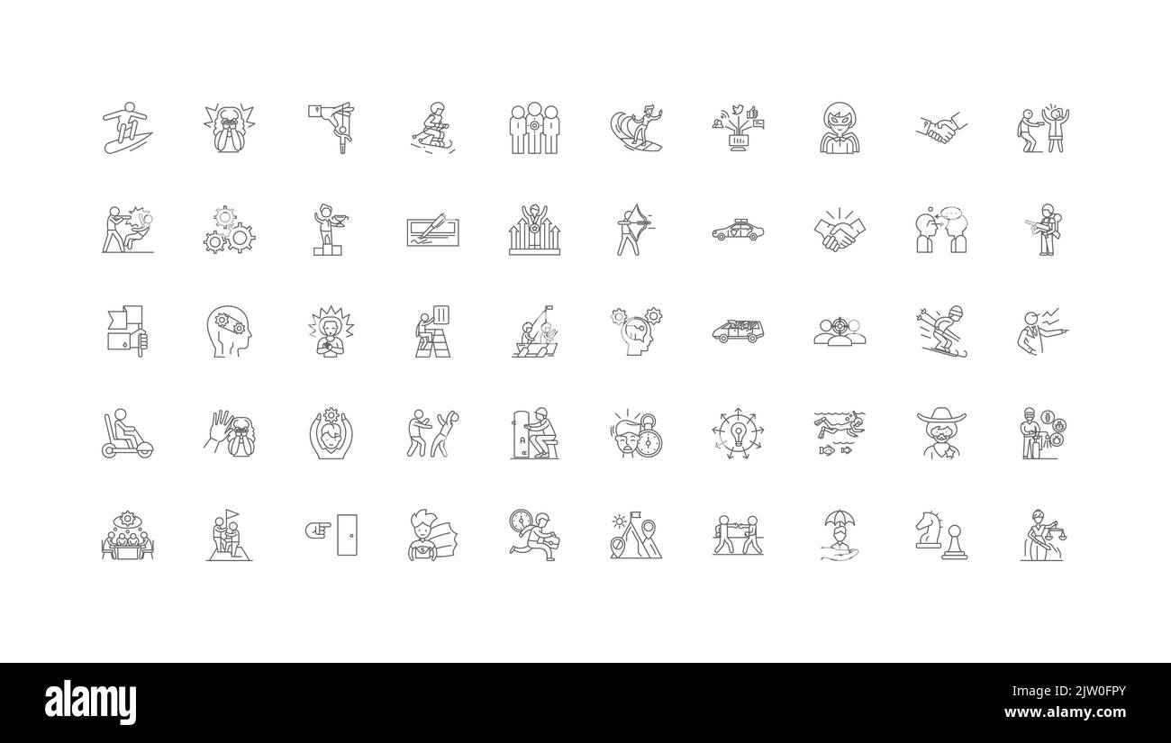 Risk ideas, linear icons, line signs set, vector collection Stock ...