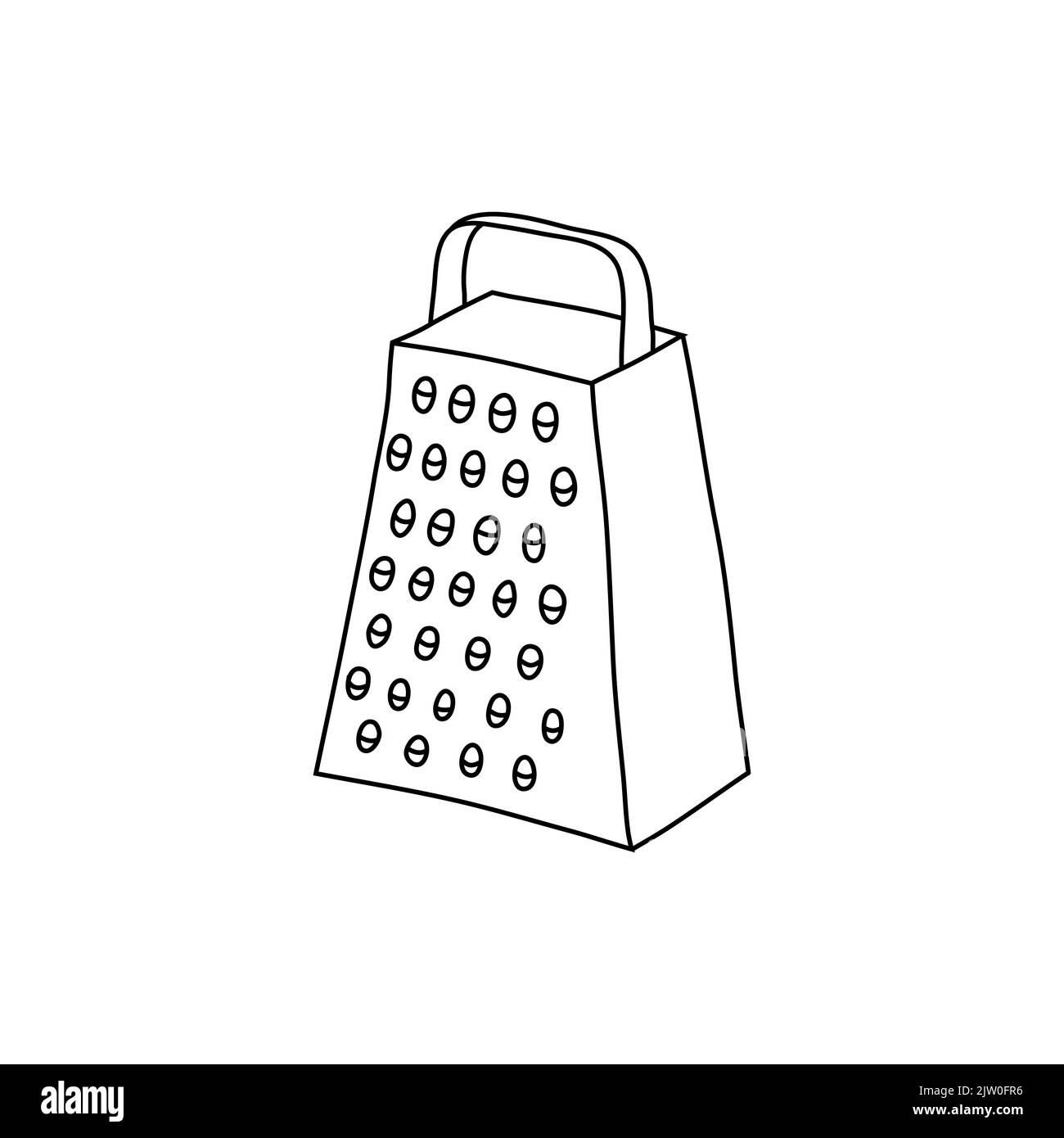 Hand drawn outline kitchen tetrahedral grater icon isolated on white ...