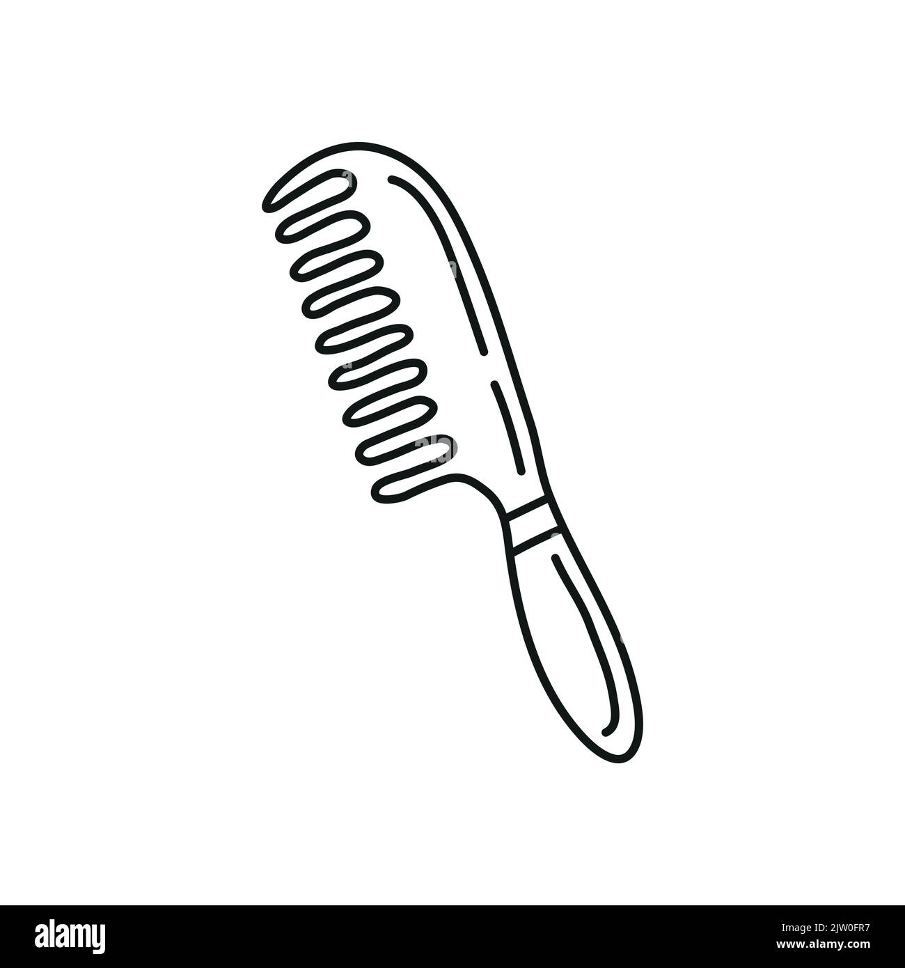 Simple outline doodle hair comb icon isolated on white background Stock ...