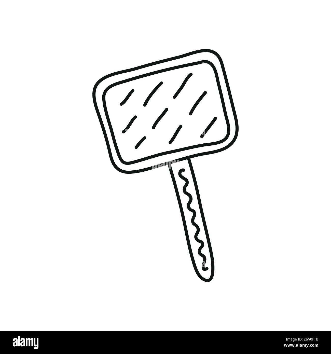 Doodle outline hand mirror isolated on white background Stock Vector ...